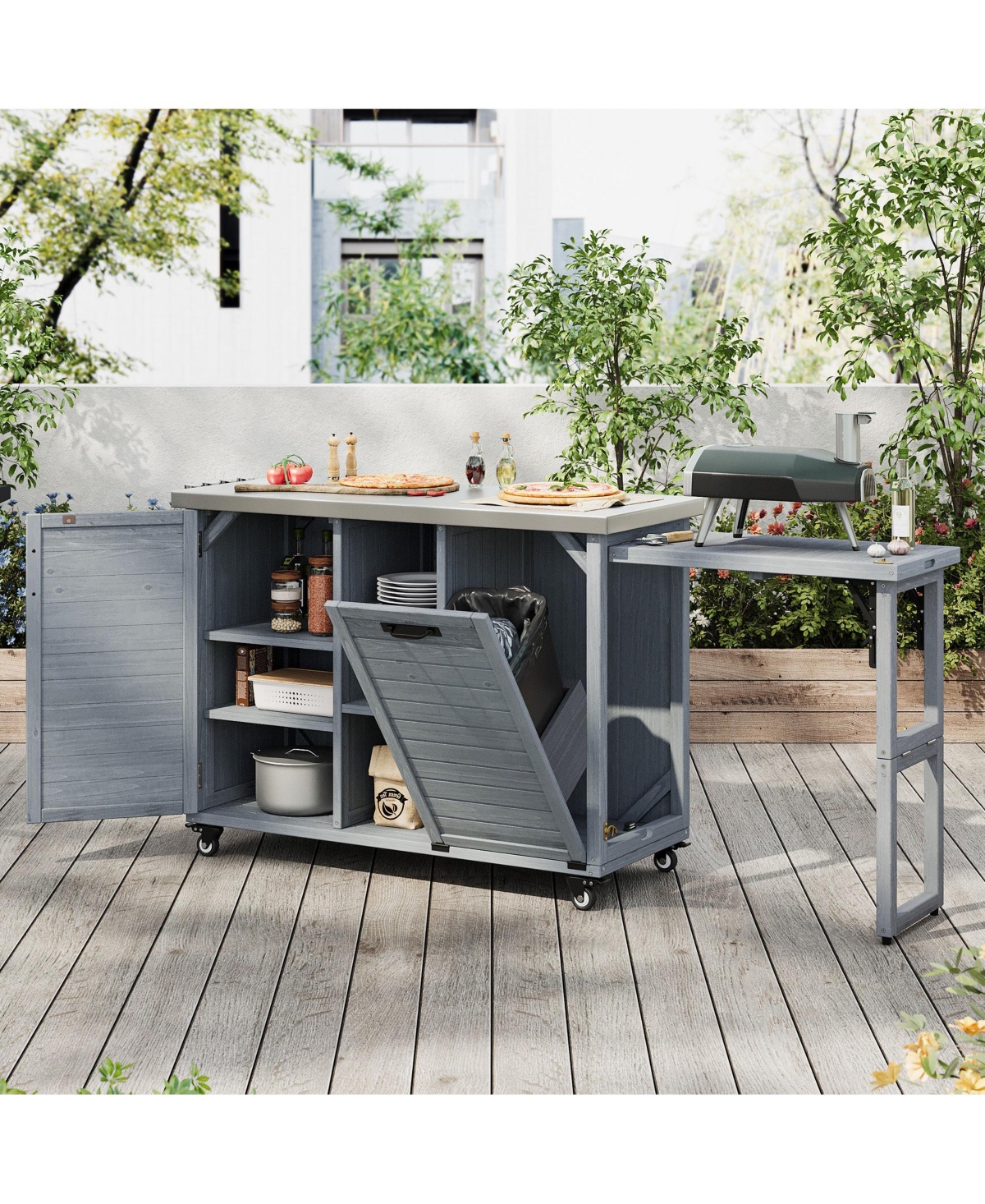 Click here for Mondawe 78.3 Outdoor Kitchen Island with Foldable... prices