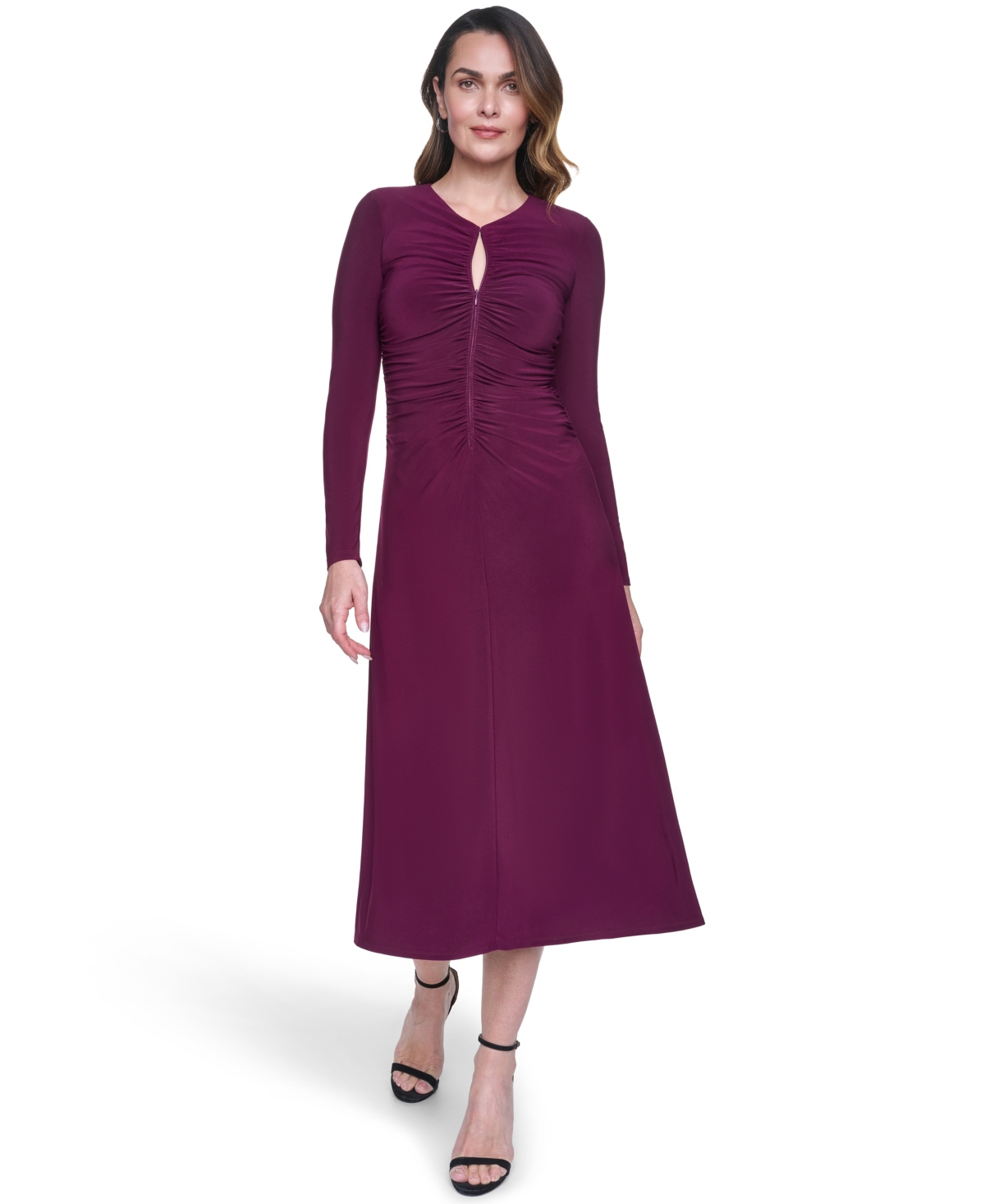 Click here for Vince Camuto Womens Shirred Long-Sleeve Dress - Au... prices