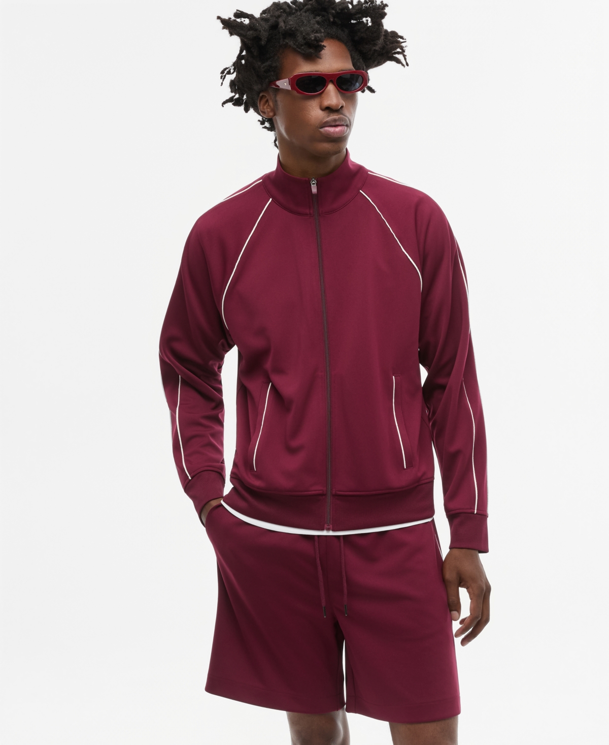 Click here for Mode of One Mens Louis Relaxed Piping-Trim Track J... prices