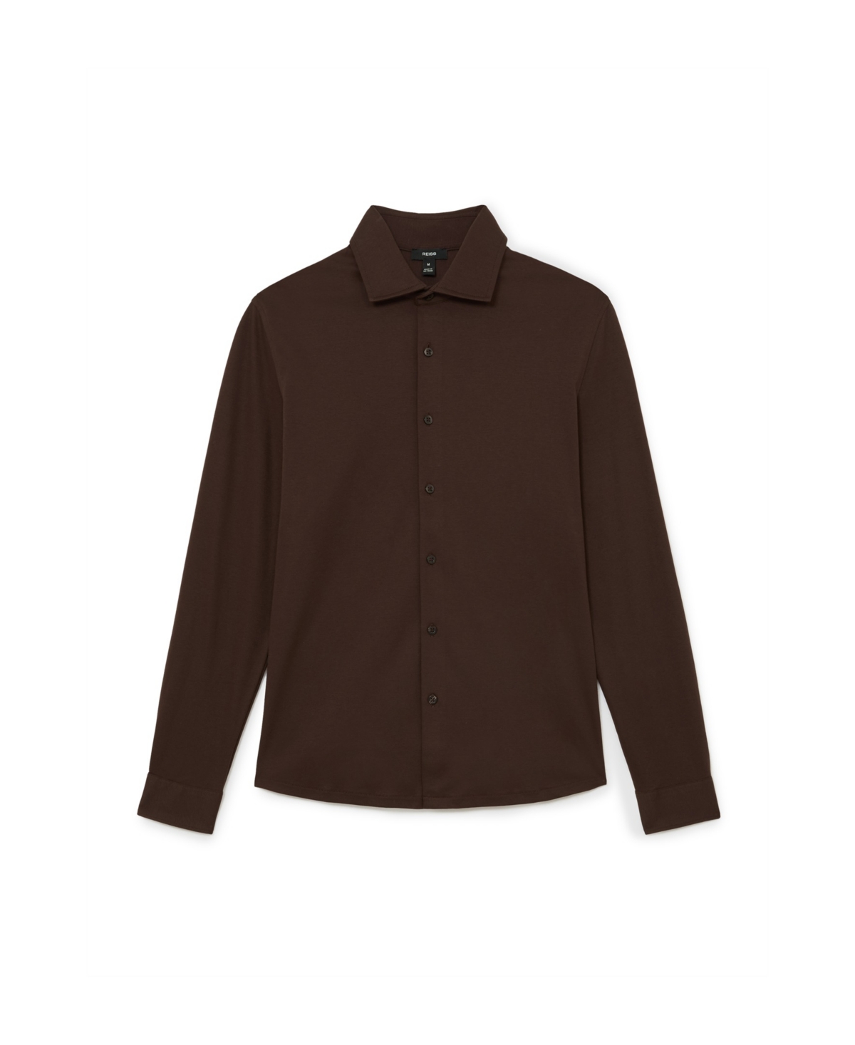 Click here for Reiss Mens Half-Button Cable-Knit Wool Shirt - Bro... prices