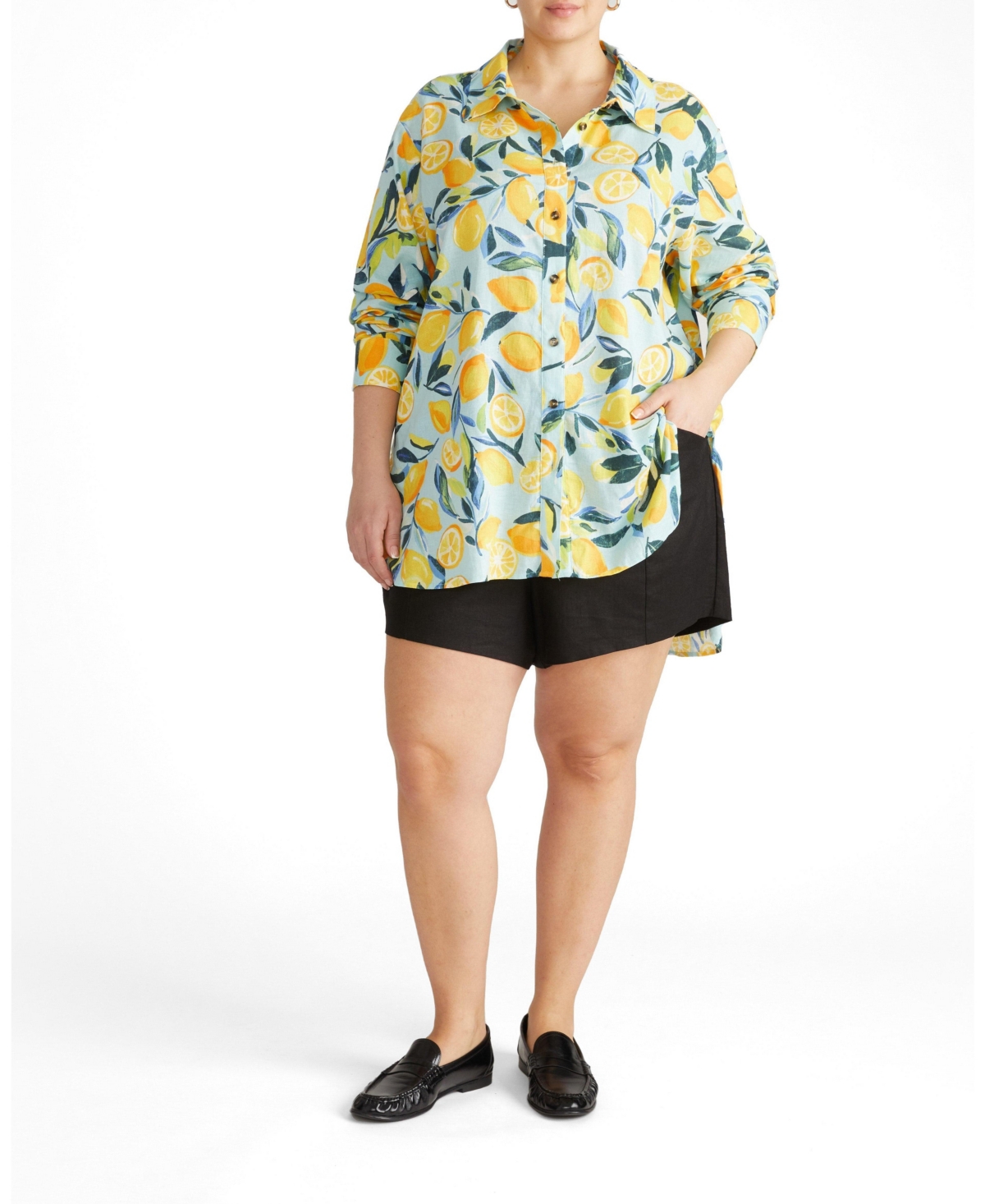 Click here for Universal Standard Plus Size Dawn Linen Hi Low Tun... prices