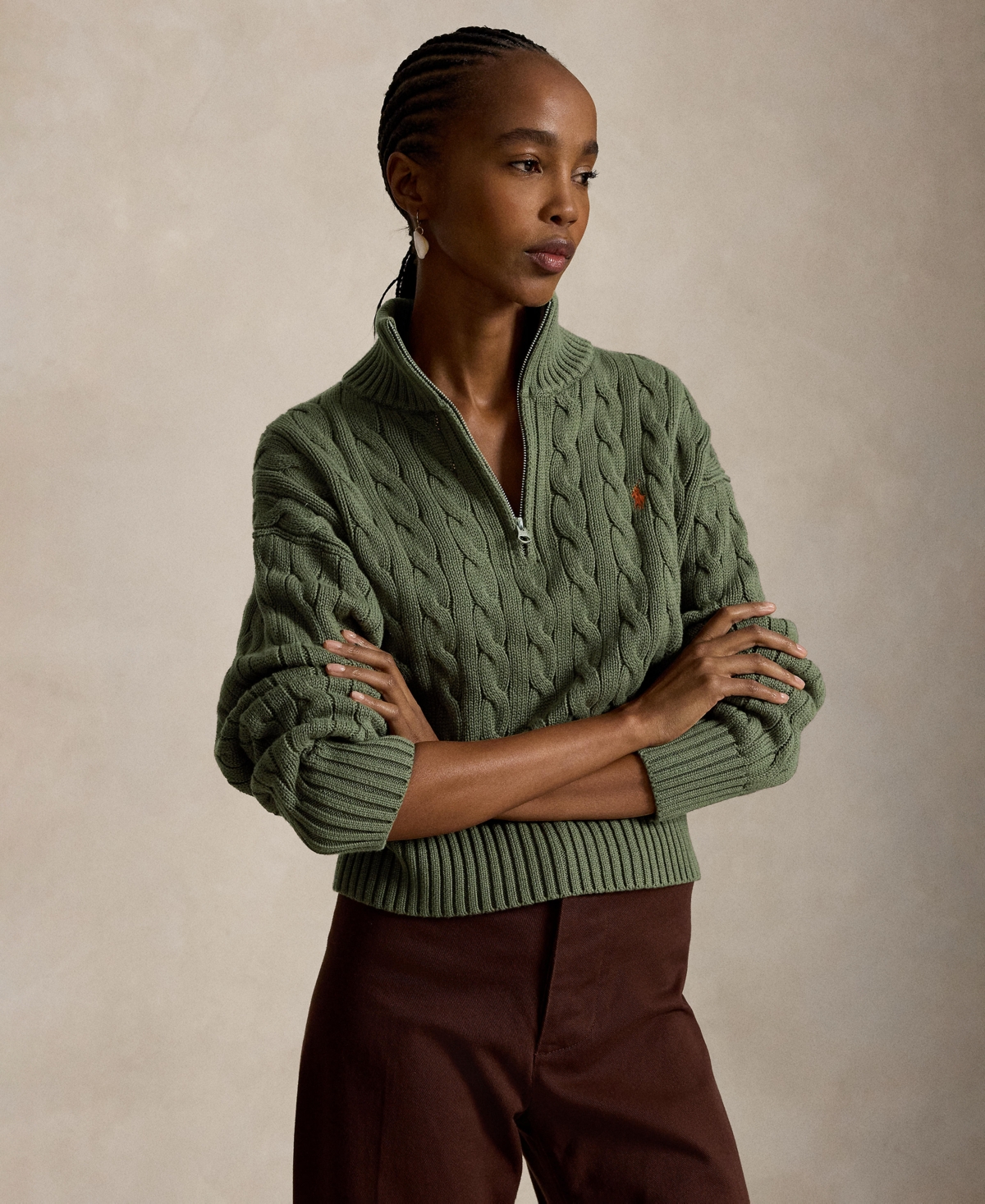 Click here for Polo Ralph Lauren Womens Cable-Knit Cotton Quarter... prices