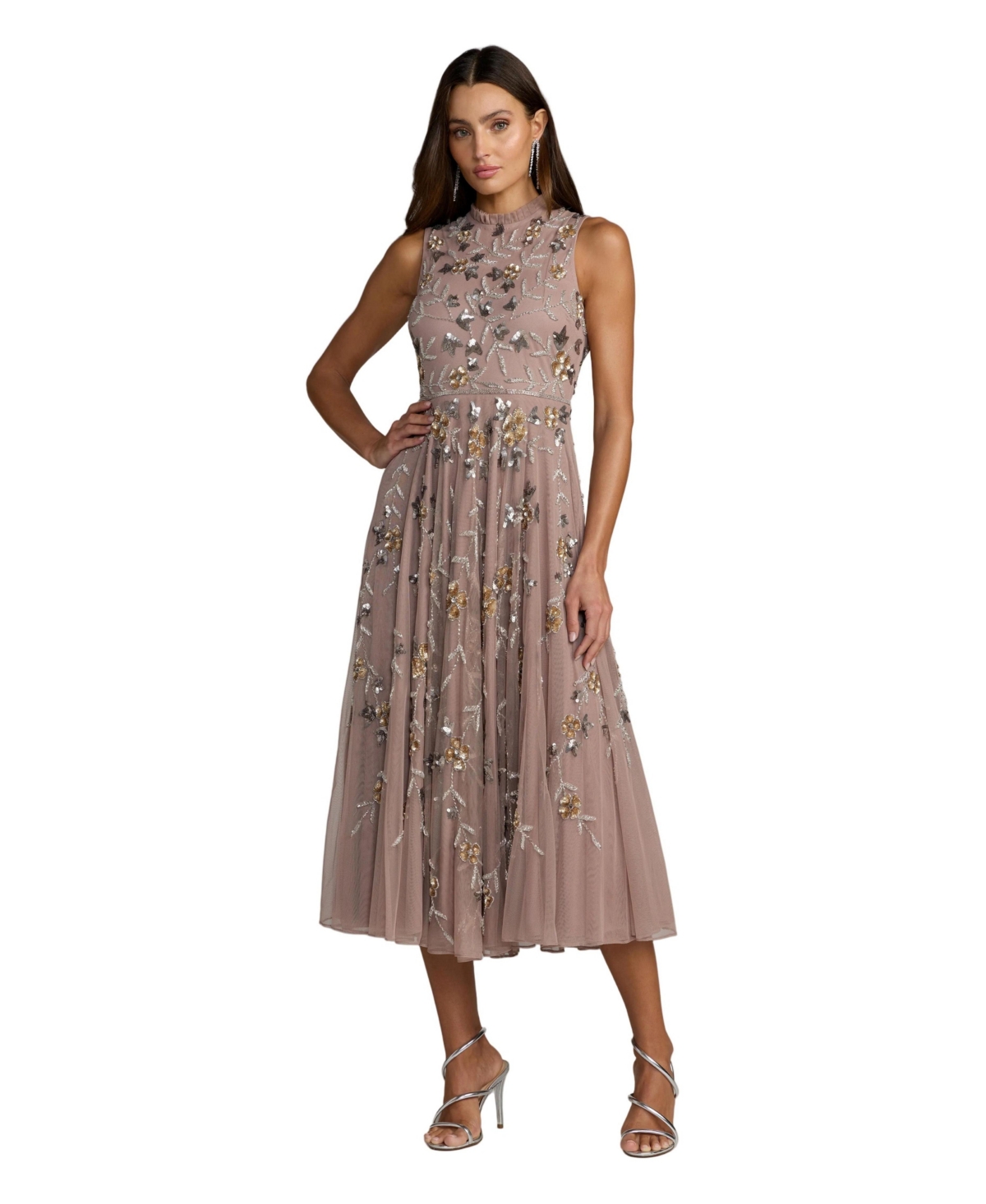 Click here for Mac Duggal Womens Petite Embellished High Neck But... prices