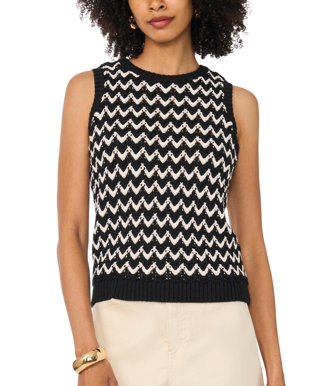 Click here for 1.state Womens Chevron Crewneck Sweater Tank Top -... prices