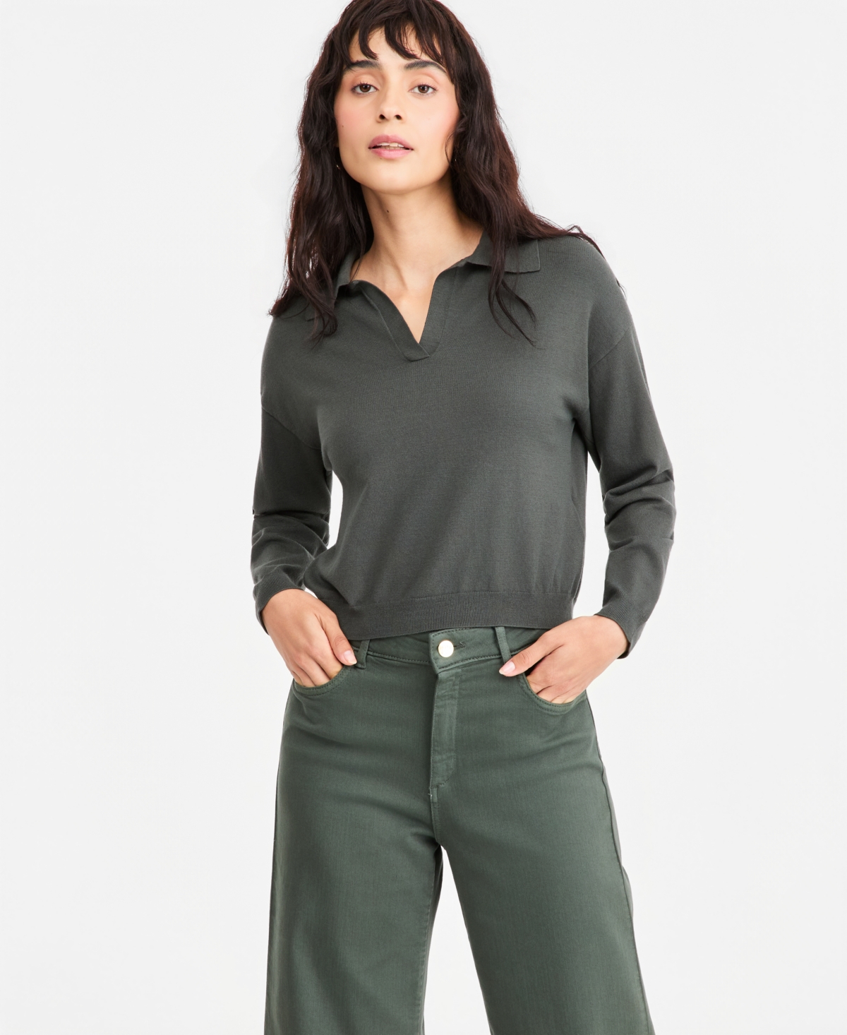 Click here for Emme Marella Womens Emmottanta Cropped Polo Sweate... prices