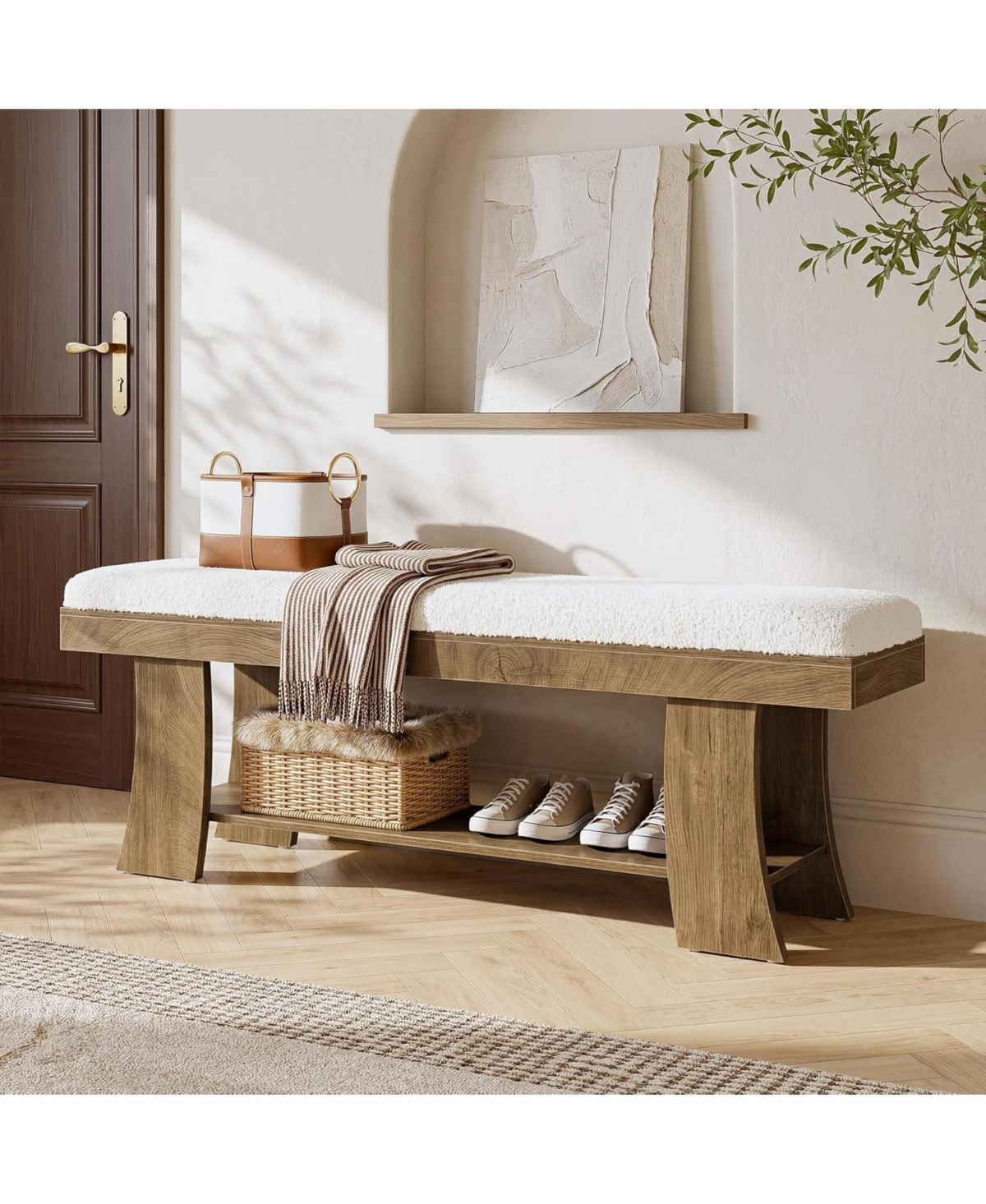 Click here for Tribesigns Upholstered Entryway Bench with Storage... prices