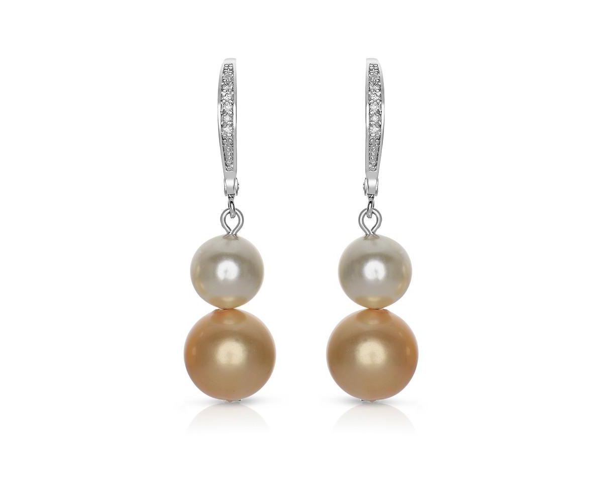 Click here for Genevive Timeless Gold Plated Cz Pave and Pearl Dr... prices