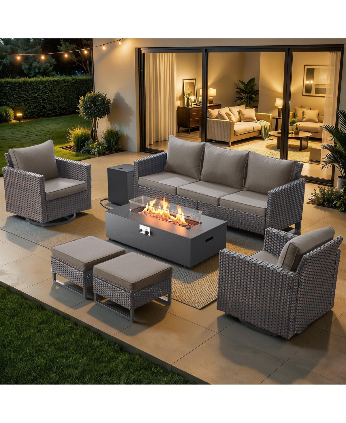Click here for Pocassy 7 Pieces Patio Furniture Sets with Fire Pi... prices