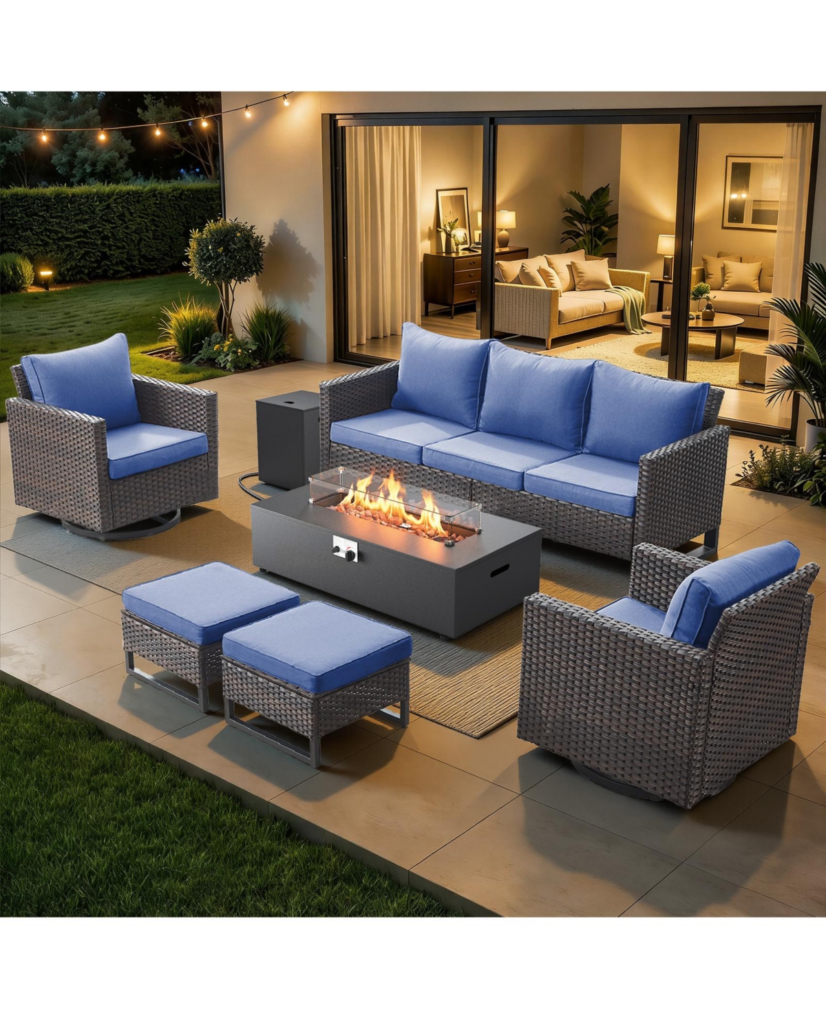 Click here for Pocassy 7 Pieces Patio Furniture Sets with Fire Pi... prices