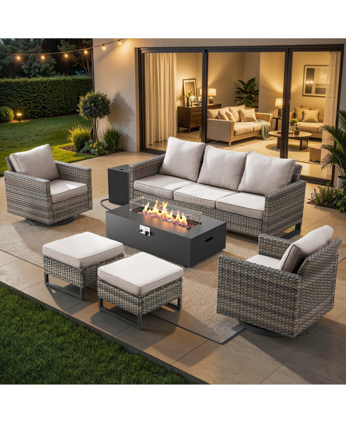 Click here for Pocassy 7 Pieces Patio Furniture Sets with Fire Pi... prices