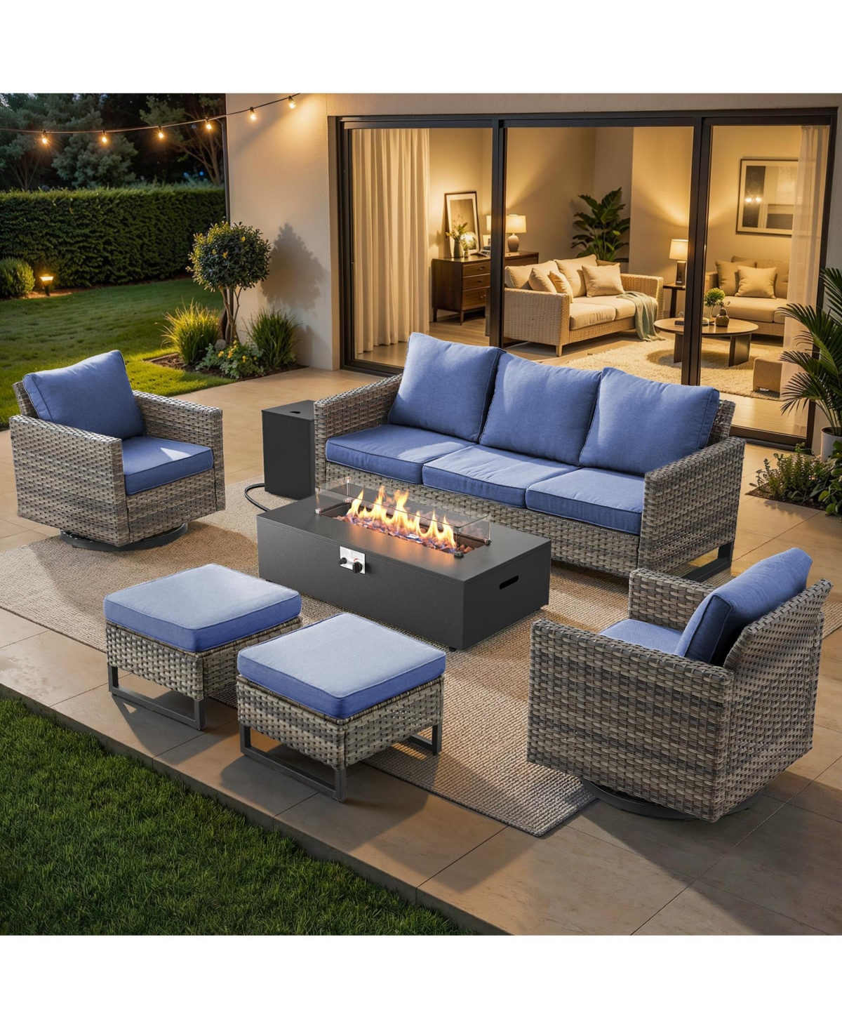Click here for Pocassy 7 Pieces Patio Furniture Sets with Fire Pi... prices