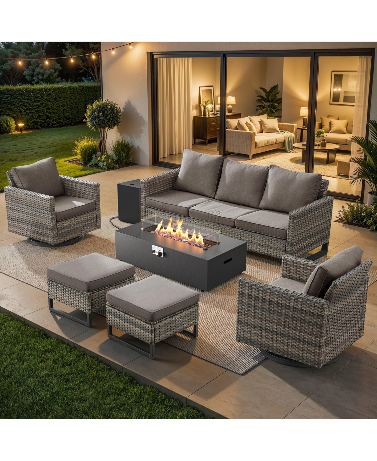 Click here for Pocassy 7 Pieces Patio Furniture Sets with Fire Pi... prices