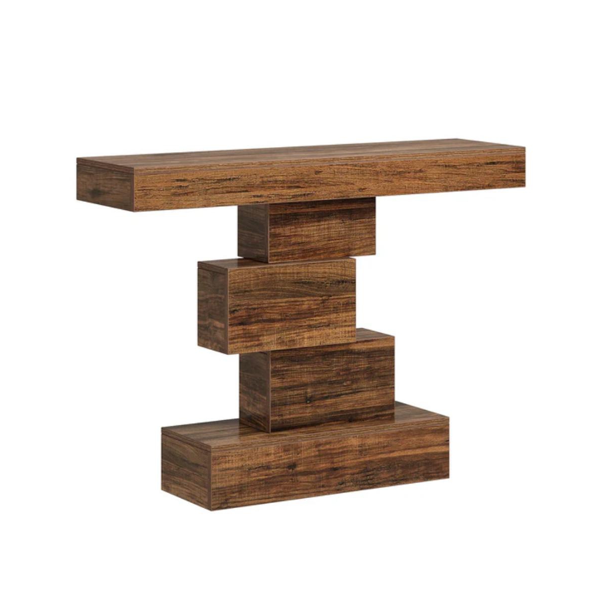 Click here for Slickblue 42 Wood Console Table with Geometric Bas... prices