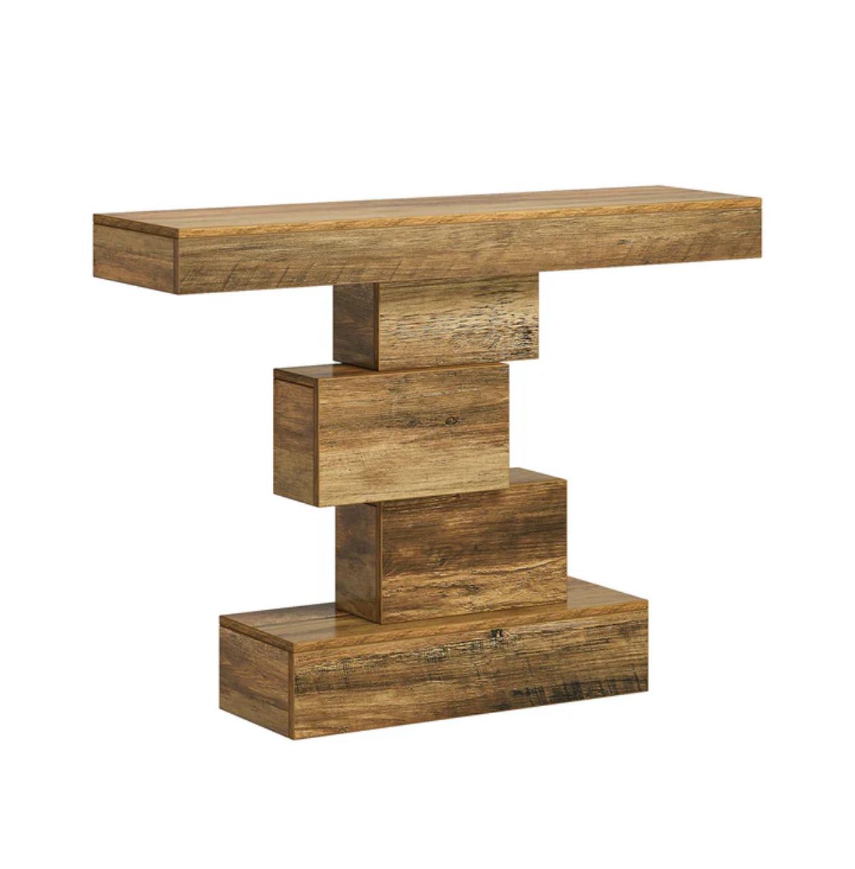 Click here for Slickblue 42 Wood Console Table with Geometric Bas... prices
