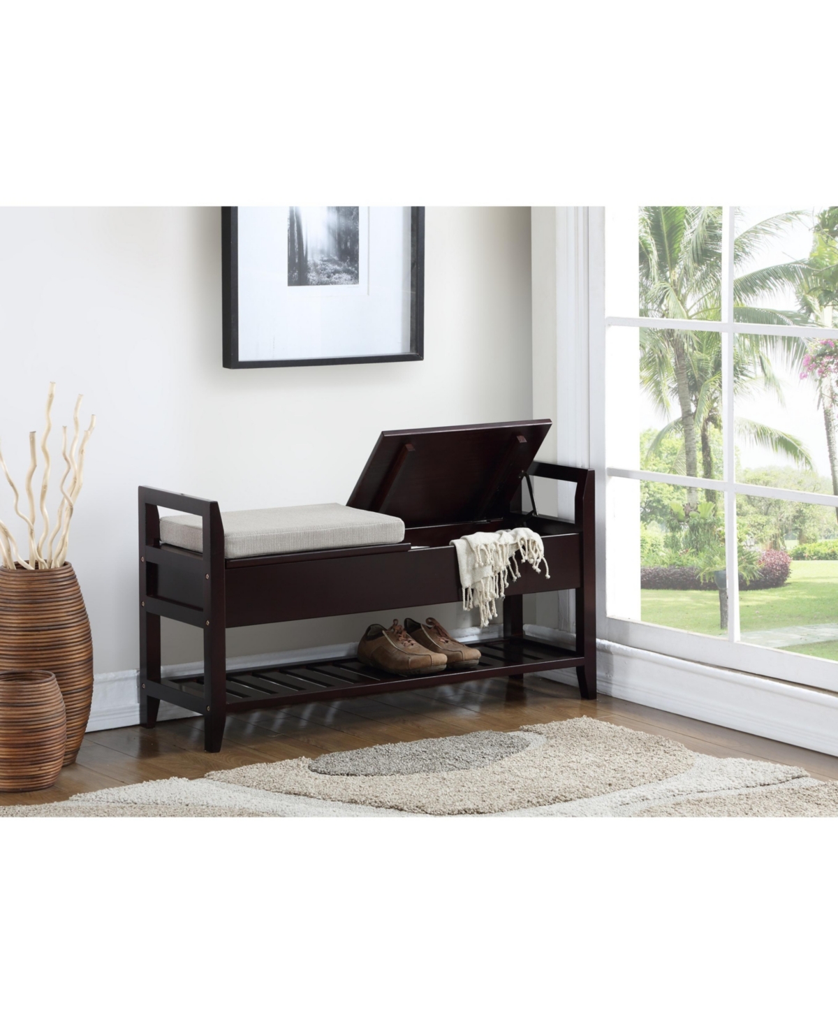 Click here for flynama Beige Espresso Storage Shoe Bench - Espres... prices