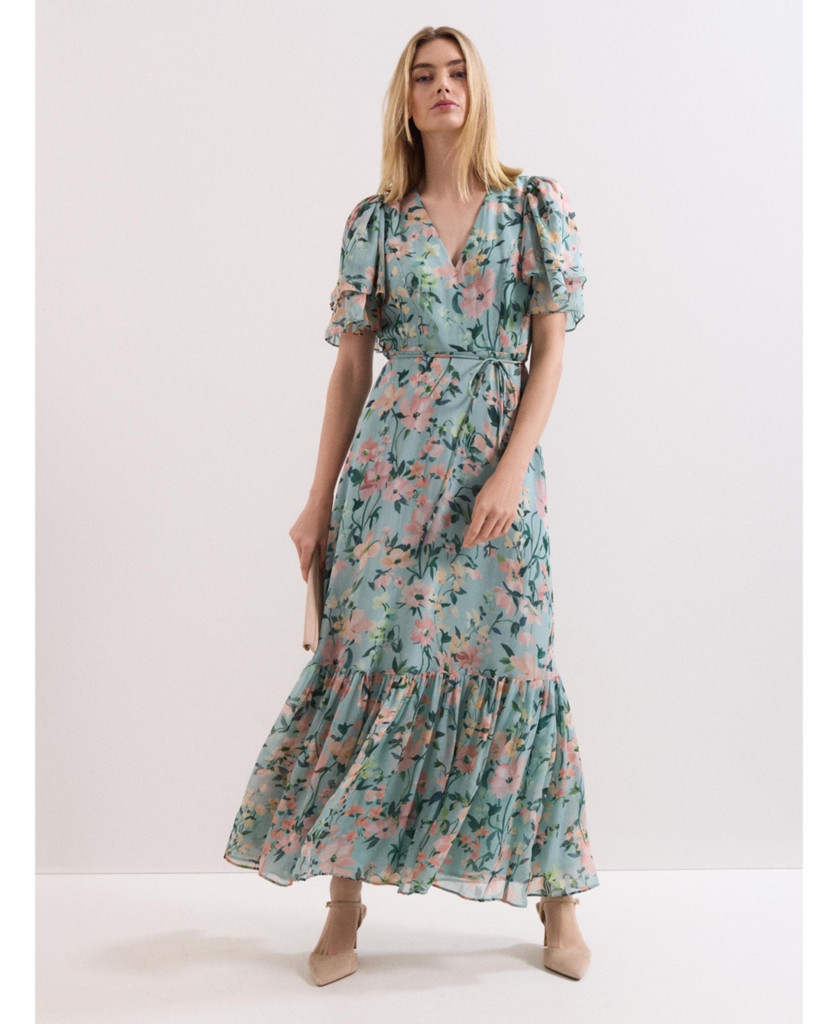 Click here for Phase Eight Petite Short Sleeve Maxi Dress - Multi prices