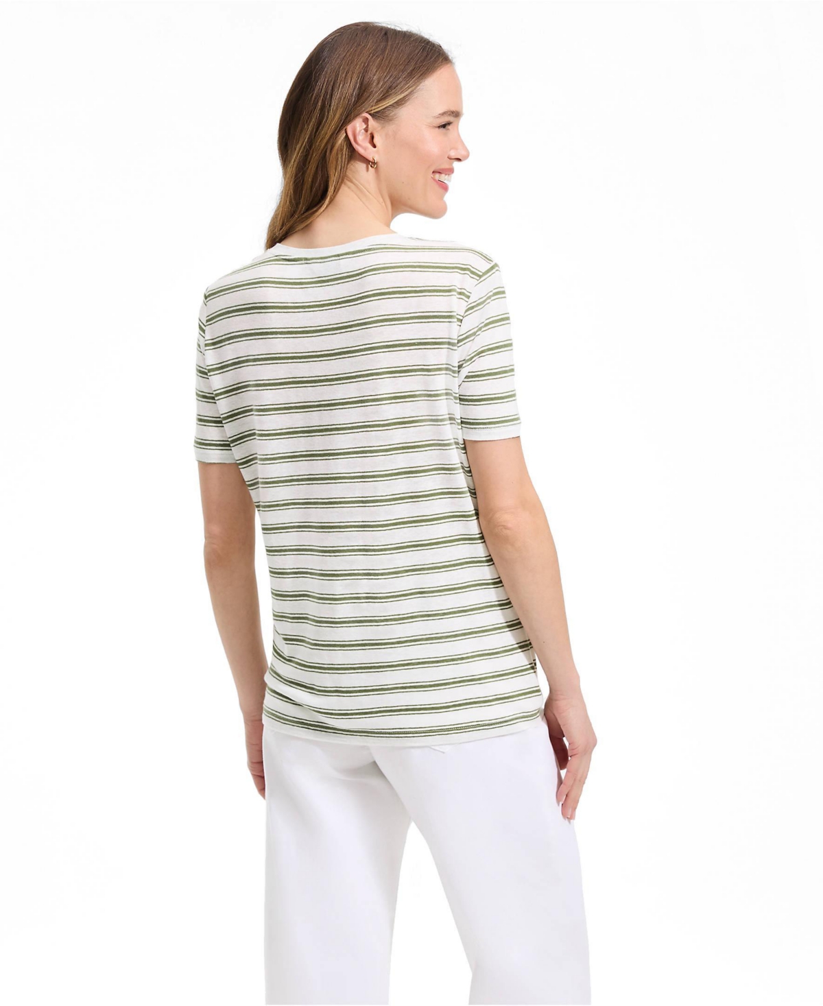 Click here for Lands End Womens Short Sleeve Linen Blend V-neck T... prices