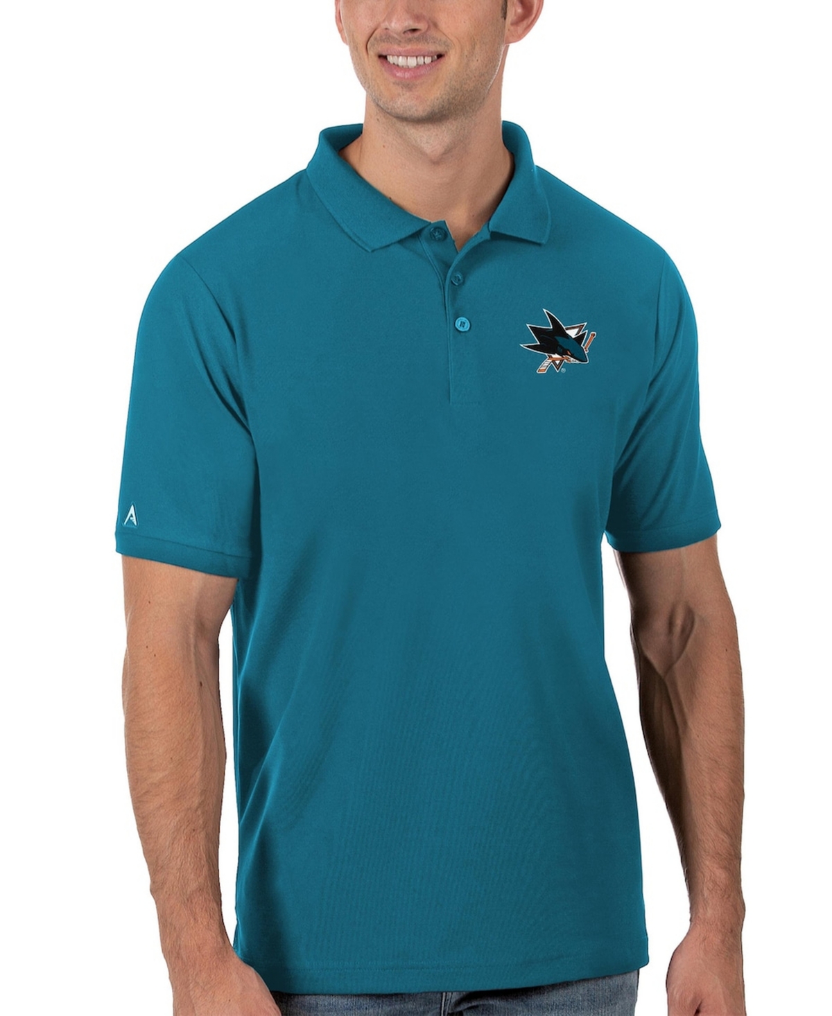 Click here for Antigua Mens Teal San Jose Sharks Legacy Pique Pol... prices