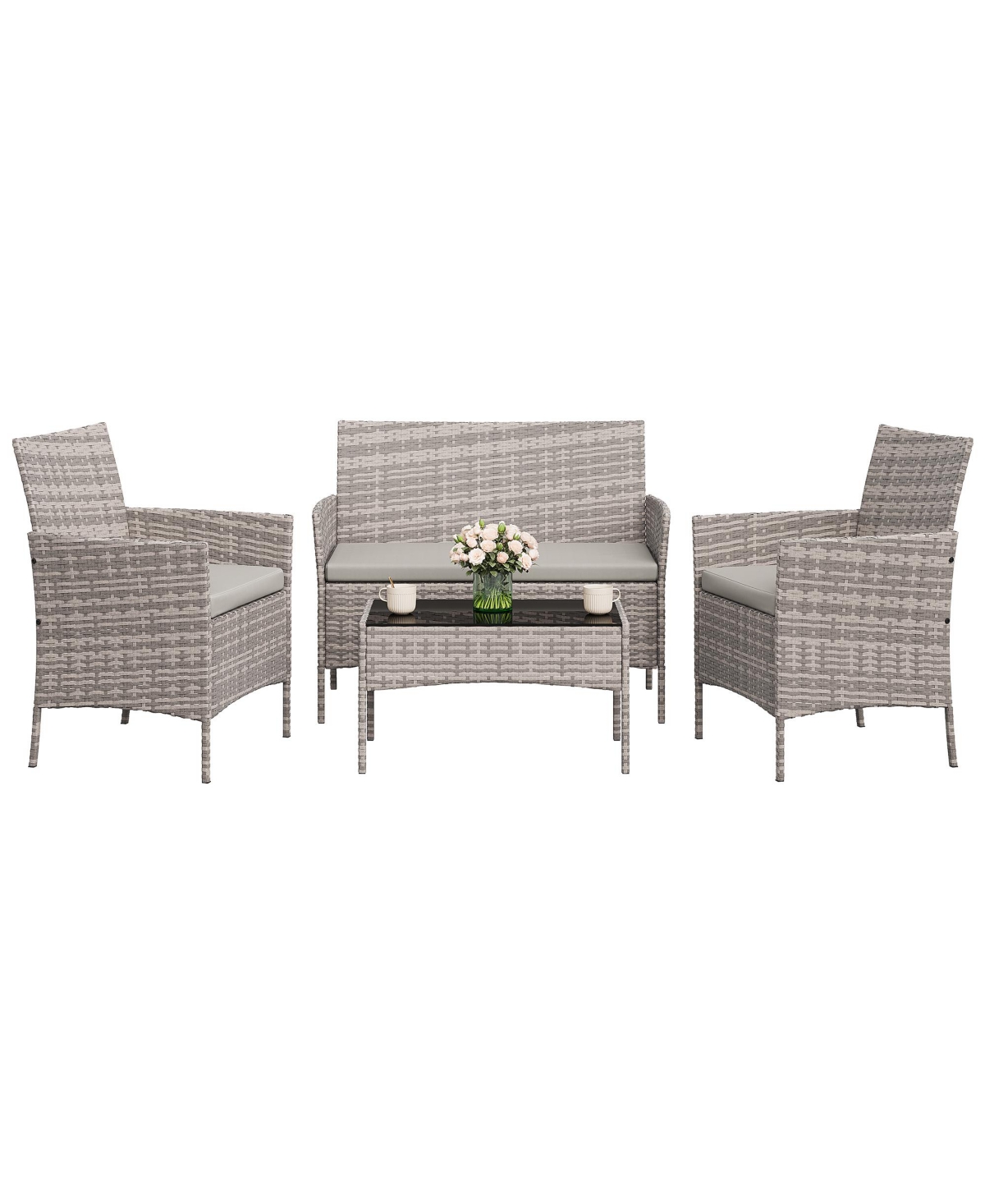 Click here for gaomon Wicker Patio Furniture Set  4-Piece Outdoor... prices
