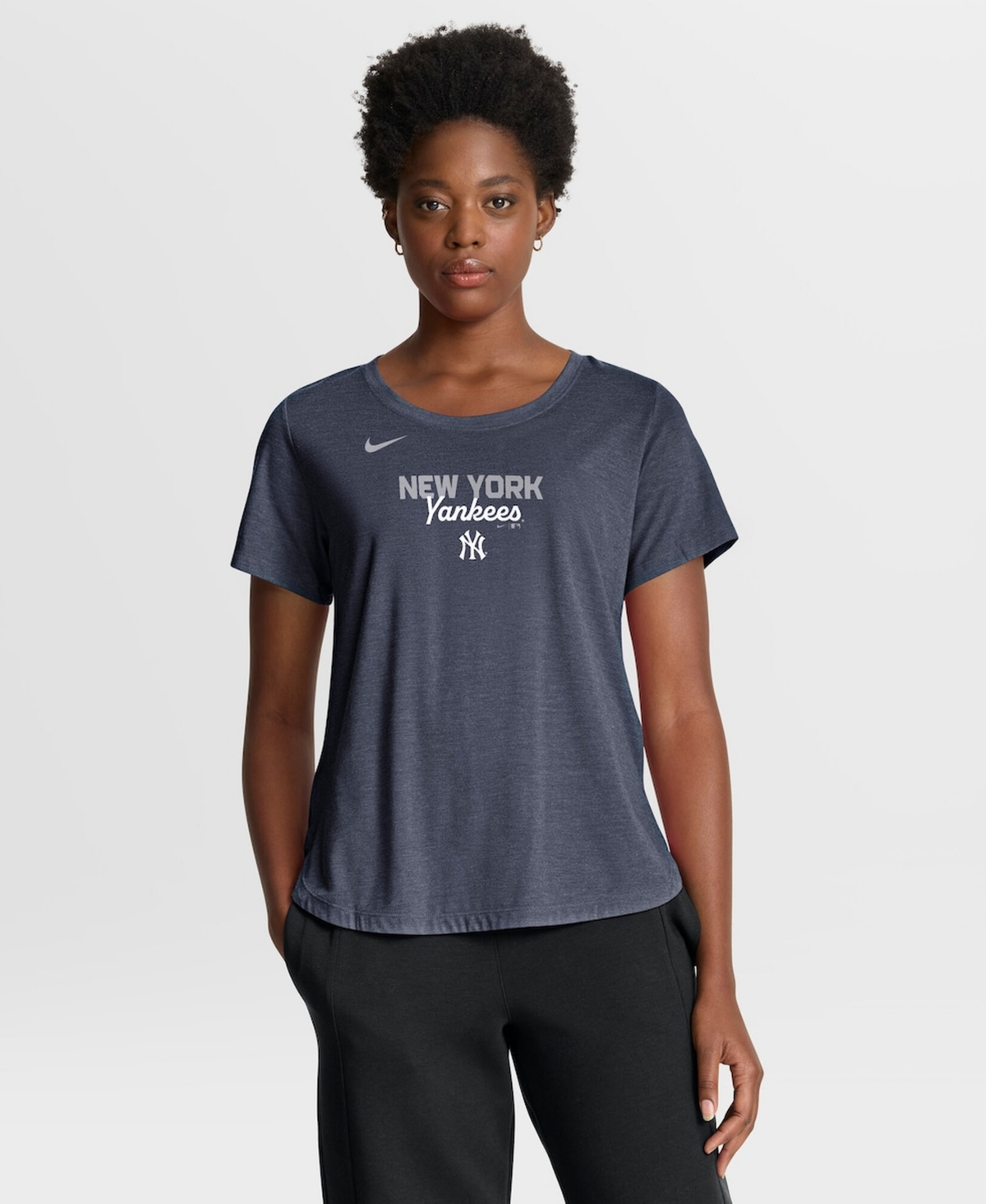Click here for Nike Womens Heather Navy New York Yankees Arched T... prices
