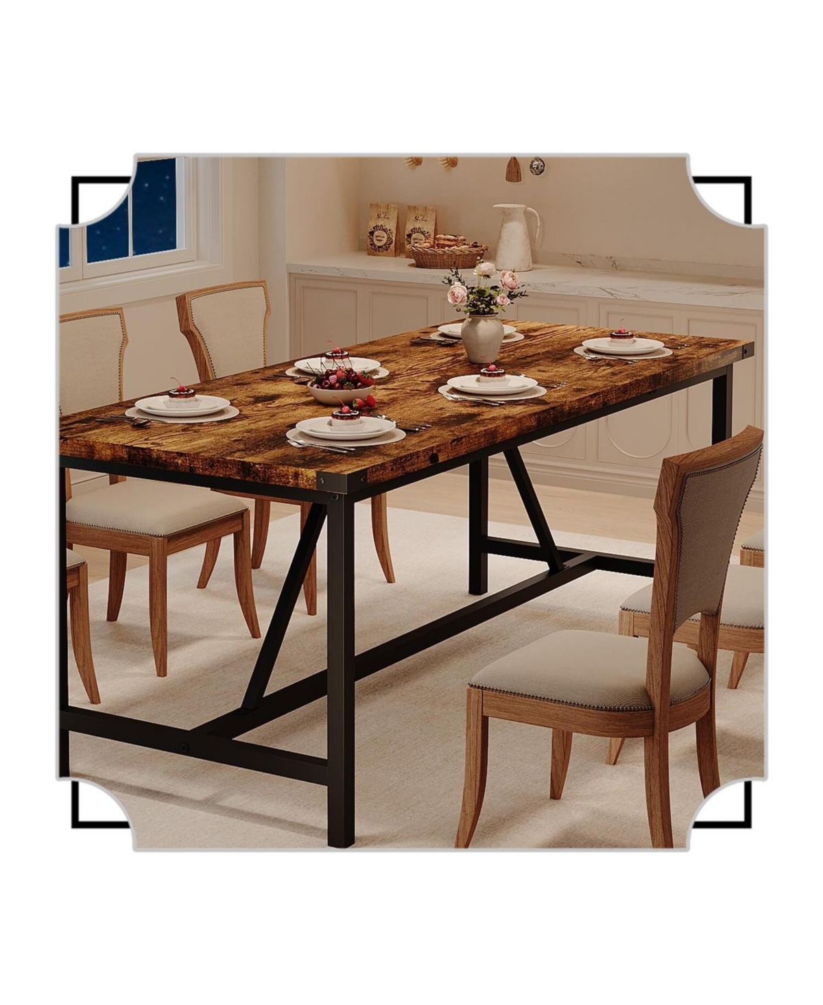 Click here for gaomon Rectangle Dining Table for 6 to 8  70.87 In... prices