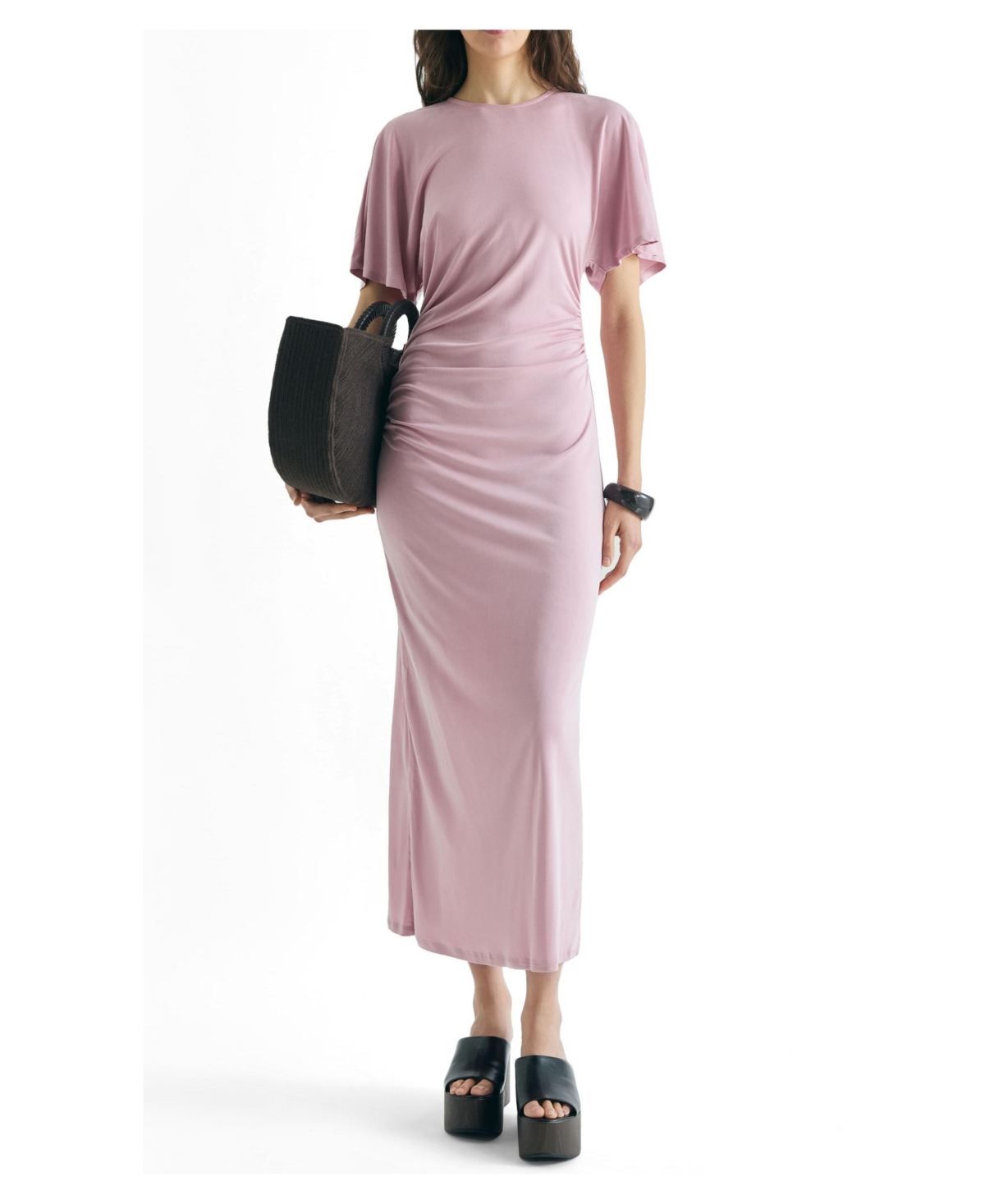 Click here for Scalpers Womens Cupro Dress Gathers - Pink prices