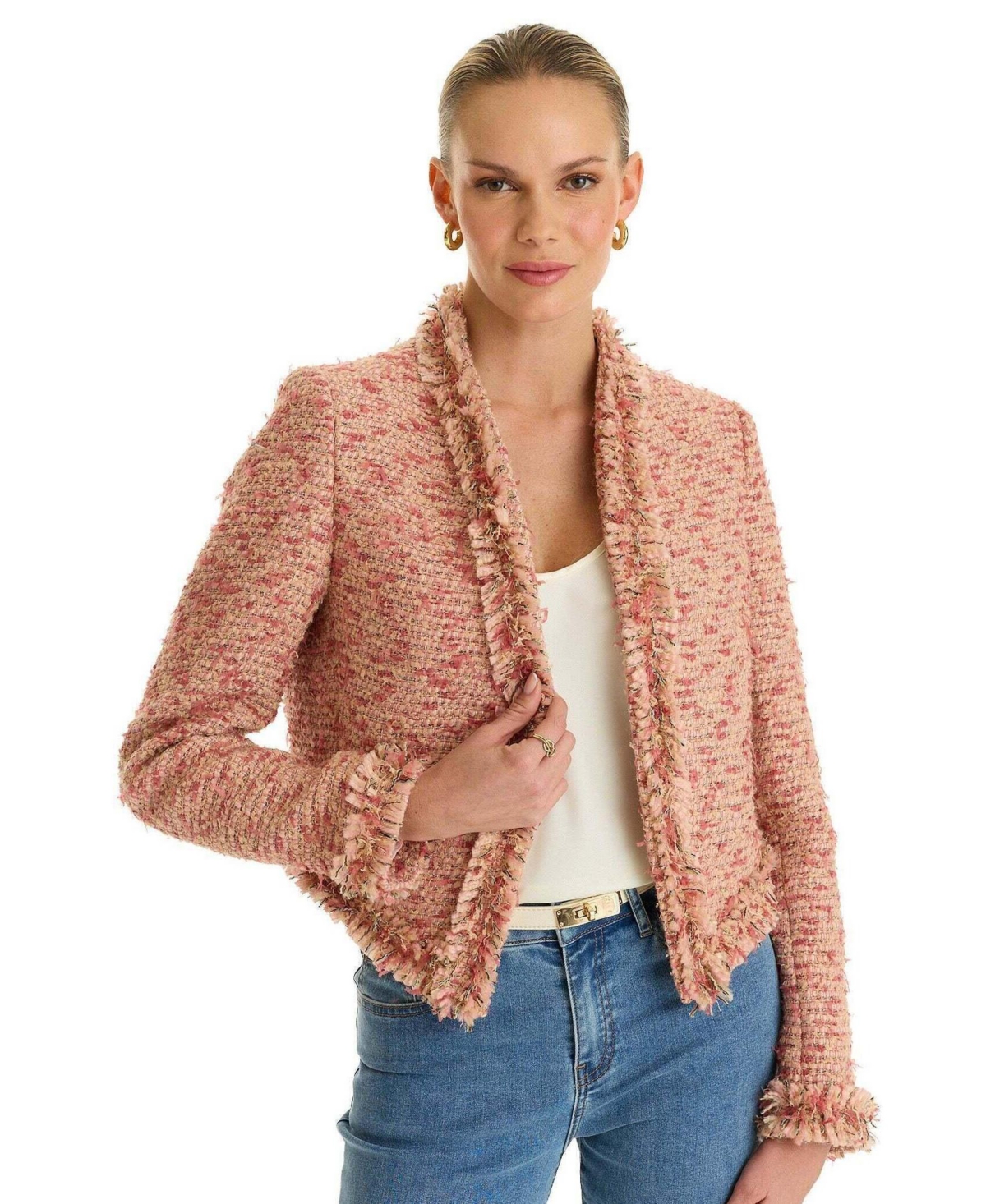 Click here for The Noli Shop Womens Florence Tweed Jacket - Rose prices