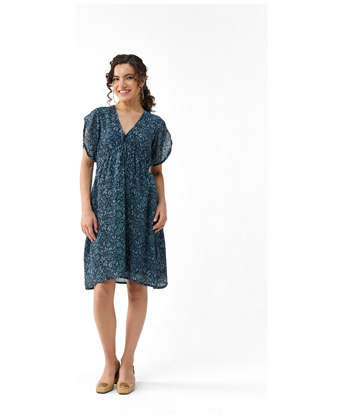 Click here for Reistor Womens Gared Knee length Dress - Blue prices