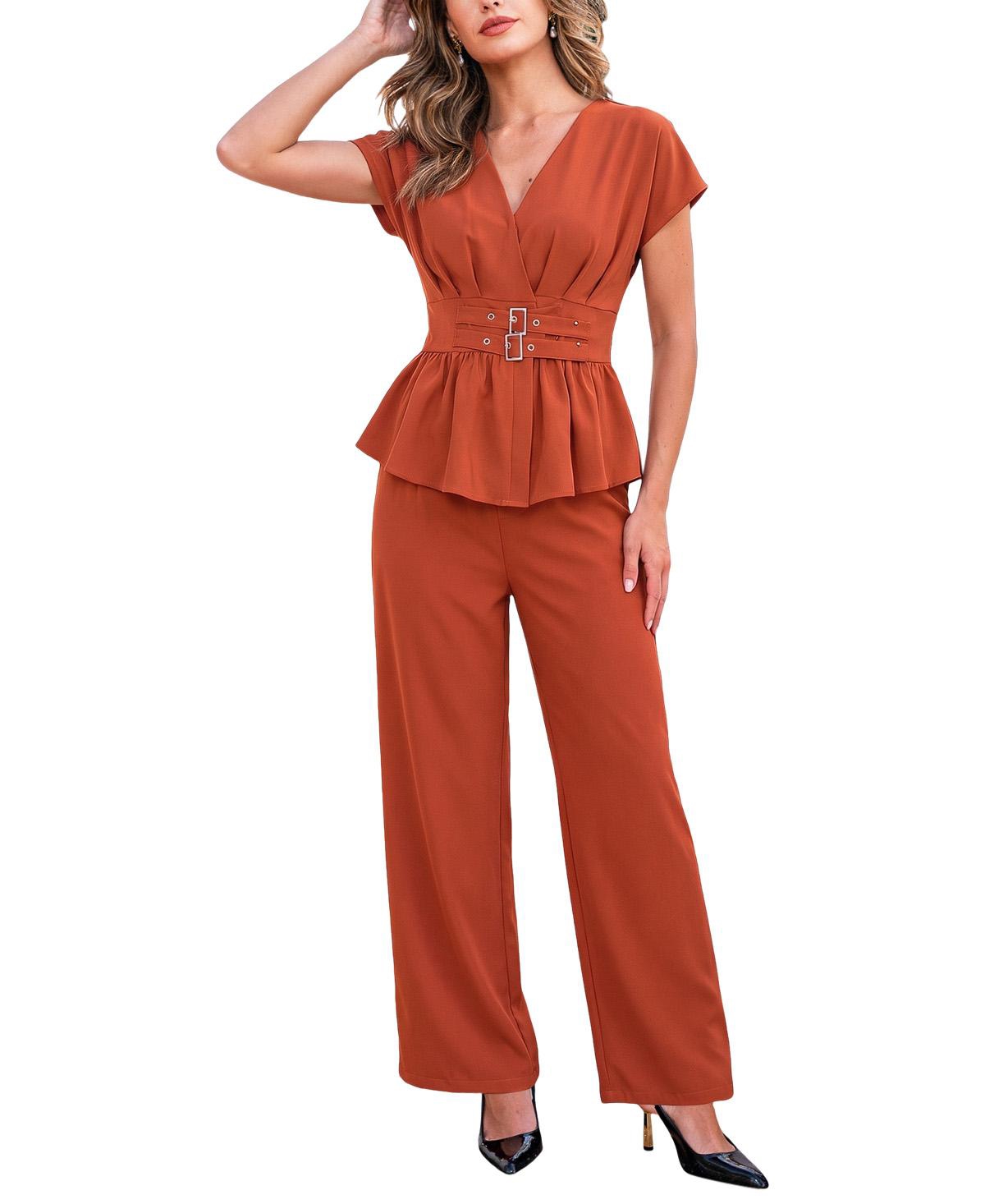 Click here for Cupshe Womens Elegant V-Neck Belted Peplum Top and... prices