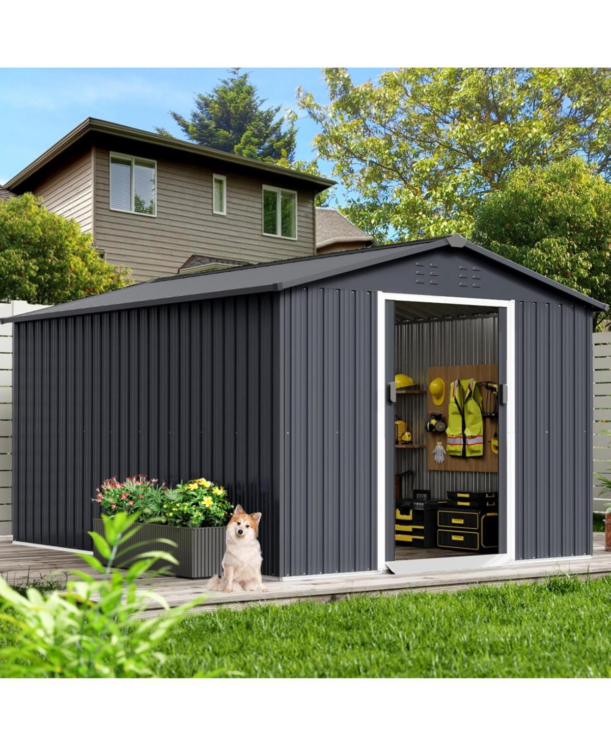 Click here for gaomon 8x15 feet Metal Storage Shed with Pitched R... prices