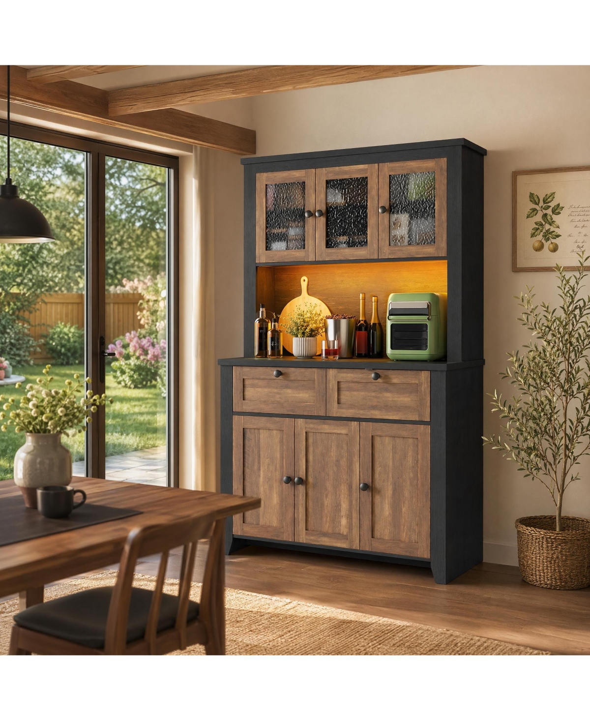 Click here for homfan 66 Inch Tall Pantry Cabinet with Led Lights... prices