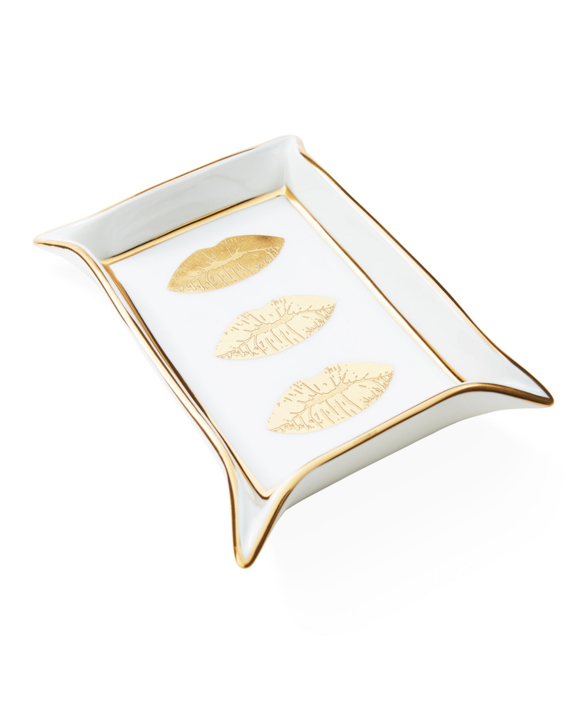 Click here for Jonathan Adler Lips 5 Valet Tray - White  Gold prices