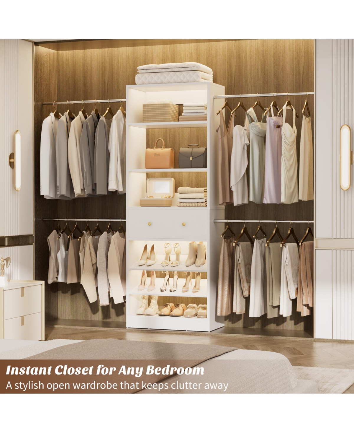 Click here for Aheaplus Wood Closet Organizer System with Drawer... prices