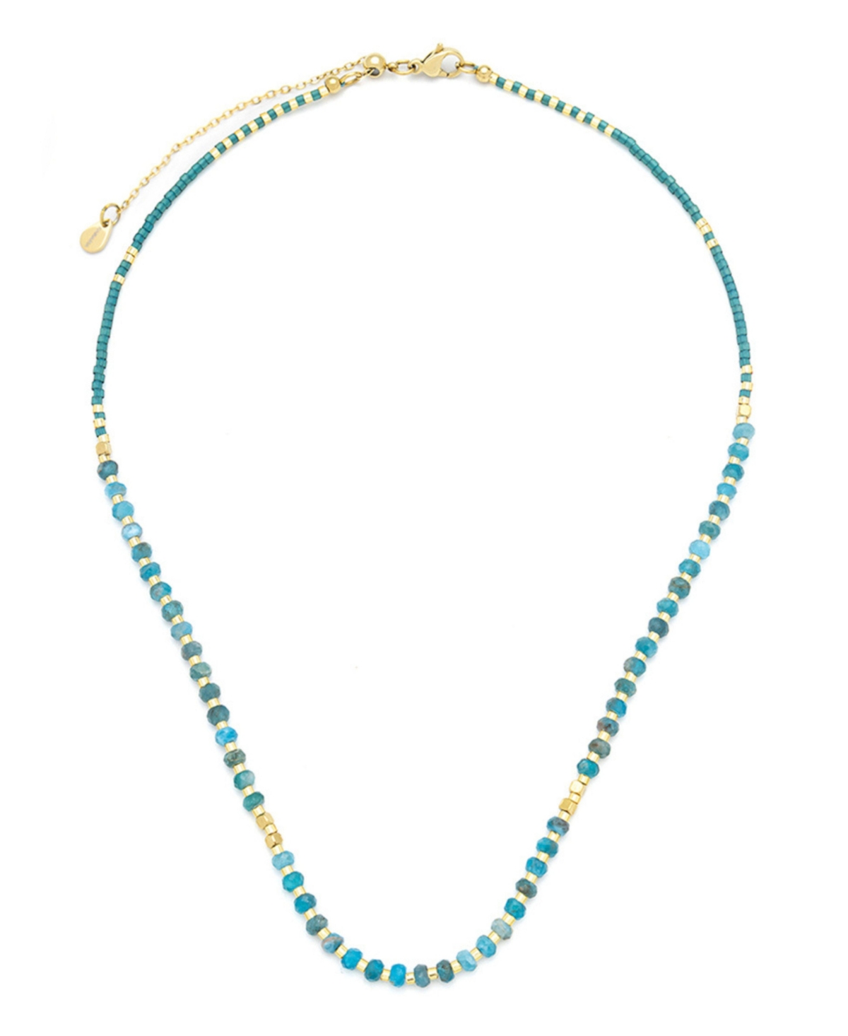 Click here for Lumira Mini Beaded Gemstone Necklace - Blue apatit... prices