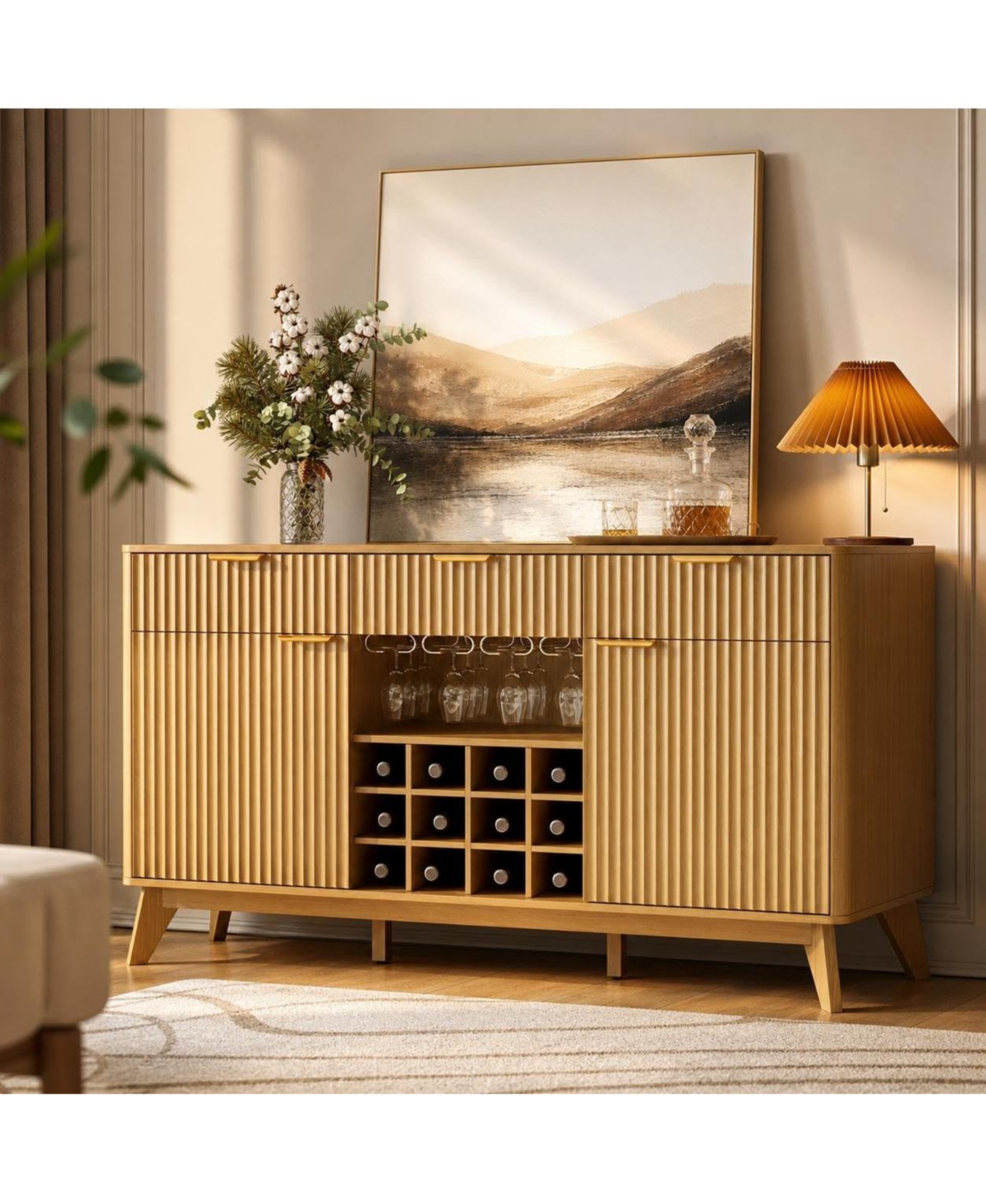 Click here for gaomon Modern Fluted Wine Bar Cabinet â 60 Sideb... prices
