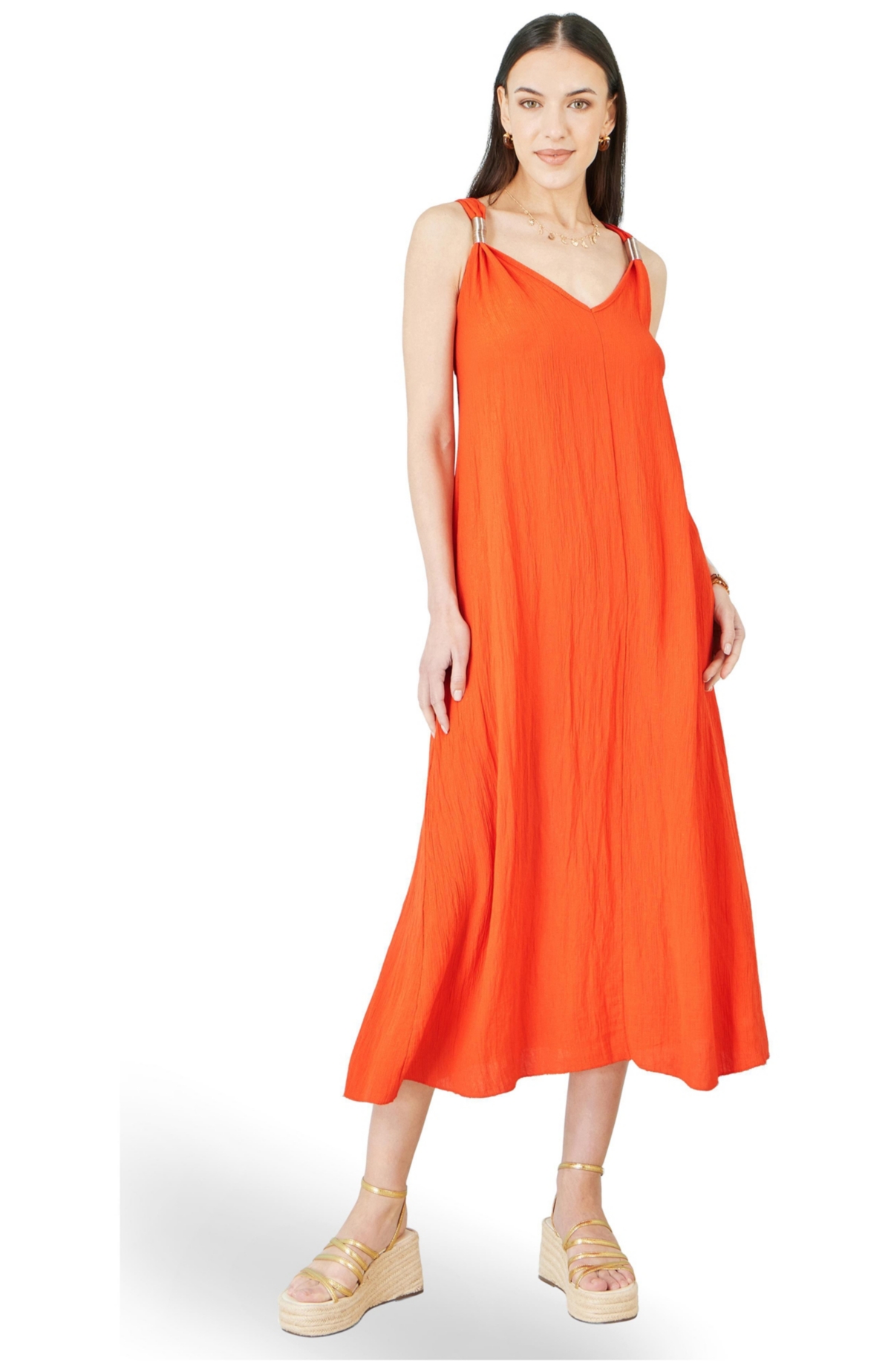 Click here for Yumi Womens Viscose Maxi Beach Dress - Orange prices