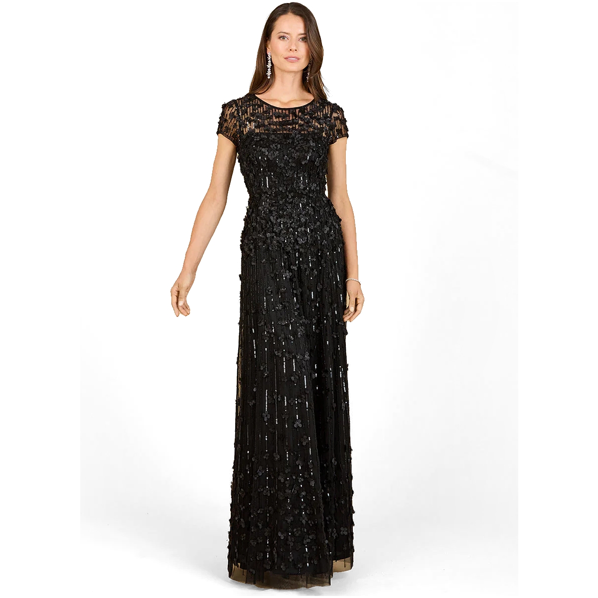 Click here for Lara Womens 3D Floral Embellished Cap Sleeve Gown... prices