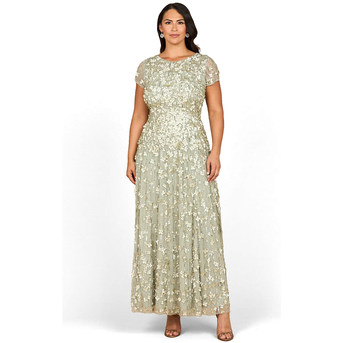 Click here for Lara Womens 3D Floral Embellished Cap Sleeve Gown... prices