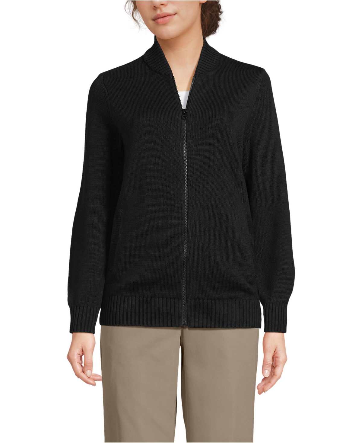 Click here for Lands End Mens Adult Legacy Full Zip Cardigan - Bl... prices