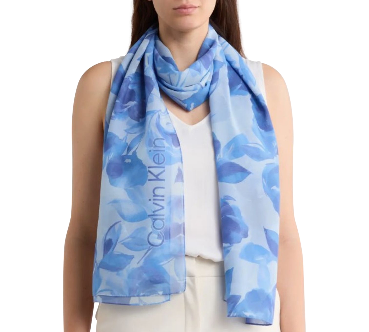 Click here for Calvin Klein Womens Faded Floral Chiffon Scarf - I... prices