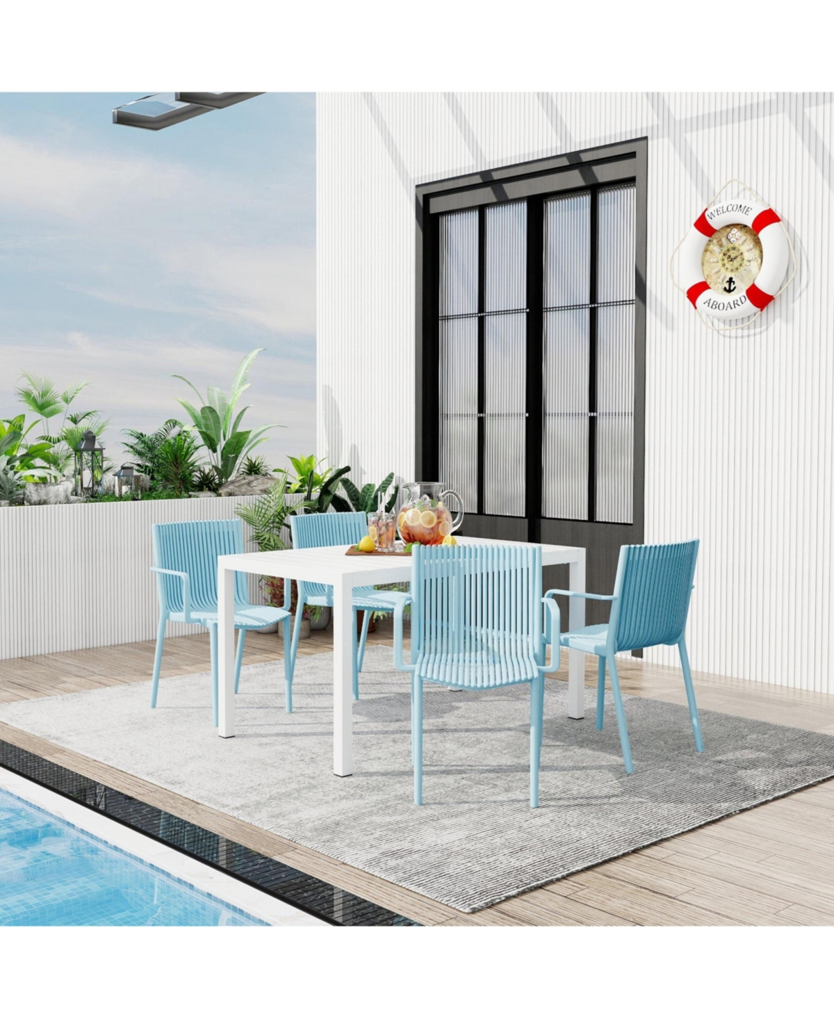 Click here for Mondawe 5-Piece Outdoor Dining Set - 55 Inch Table... prices