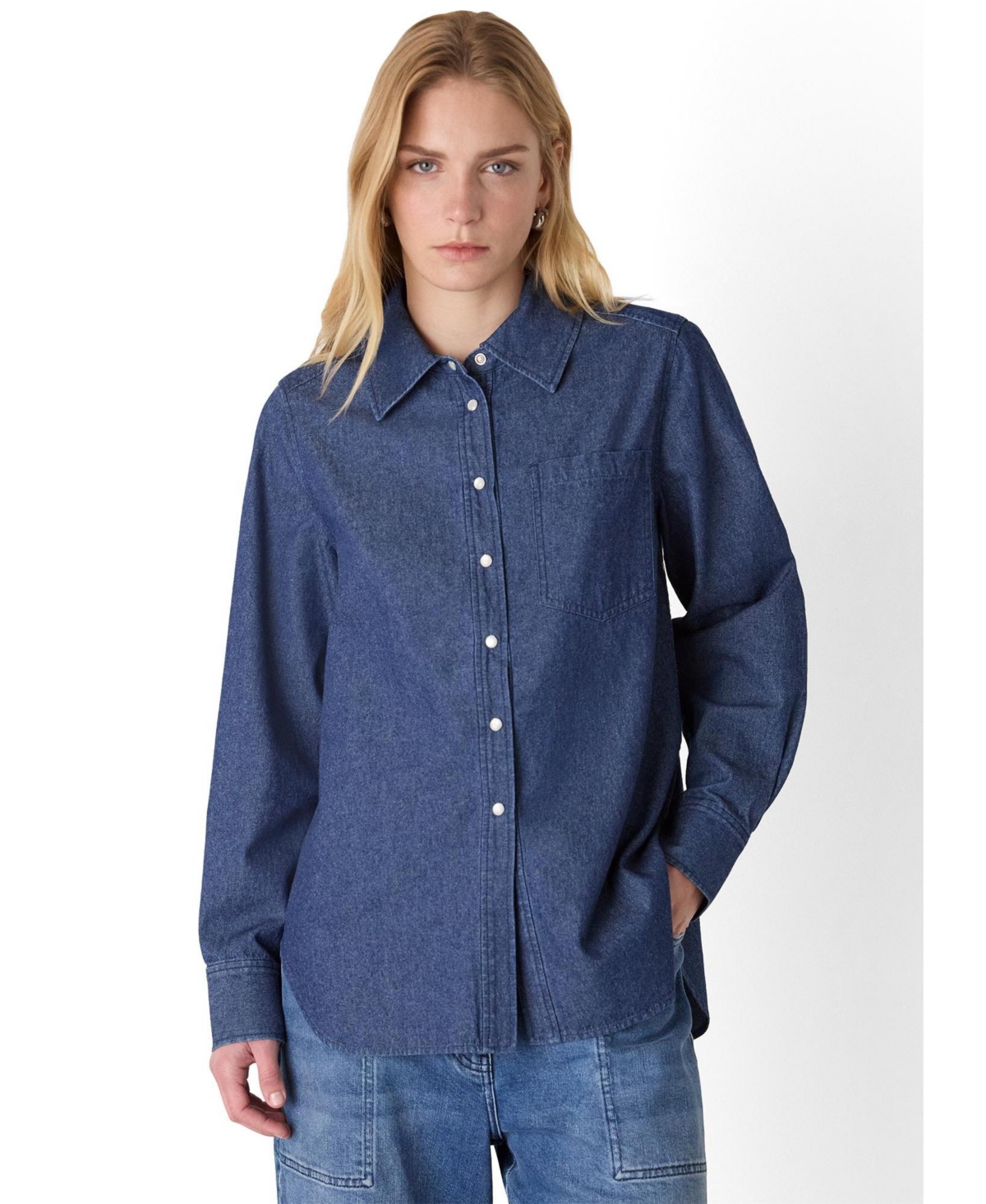 Click here for Whistles Womens Pocket Detail Cotton Shirt - Denim prices