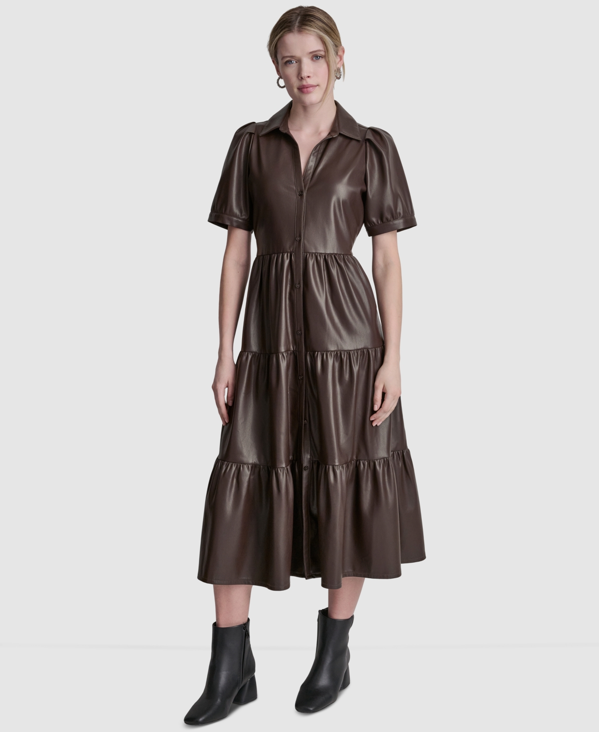 Click here for Dkny Jeans Womens Button-Front Tiered Dress - Espr... prices