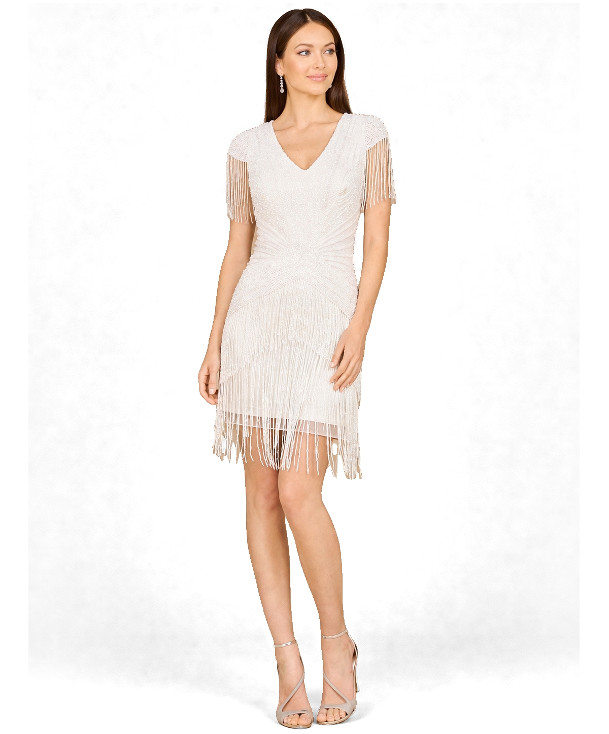 Click here for Lara Womens Beaded Fringe Short Dress with Cap Sle... prices
