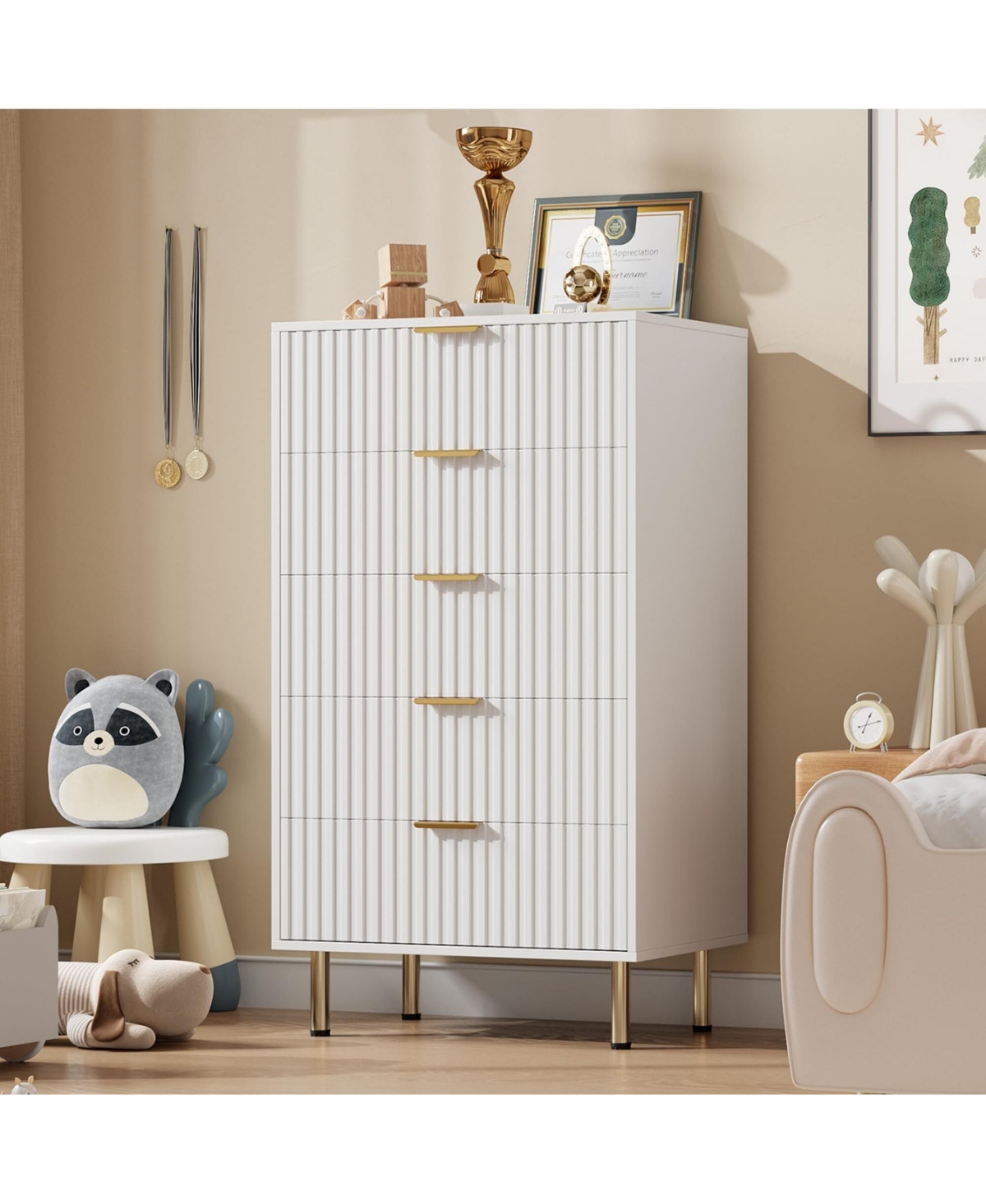 Click here for gaomon 48 Inch Tall 5 Drawer Dresser Metal Handle... prices