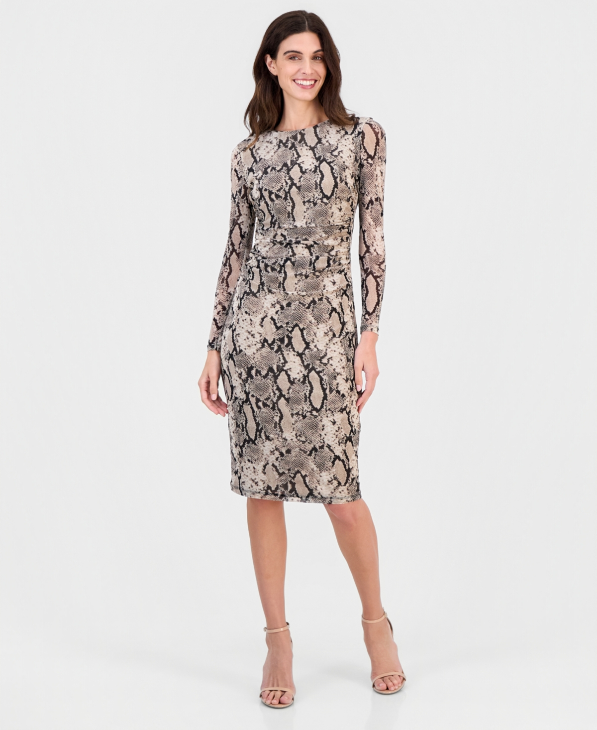 Click here for Anne Klein Petite Printed Boat Neck Midi Dress - N... prices