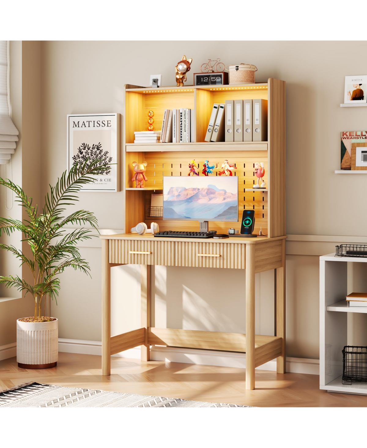 Click here for Vlsrka Computer Desk with Hutch  Adjustable 3-Colo... prices