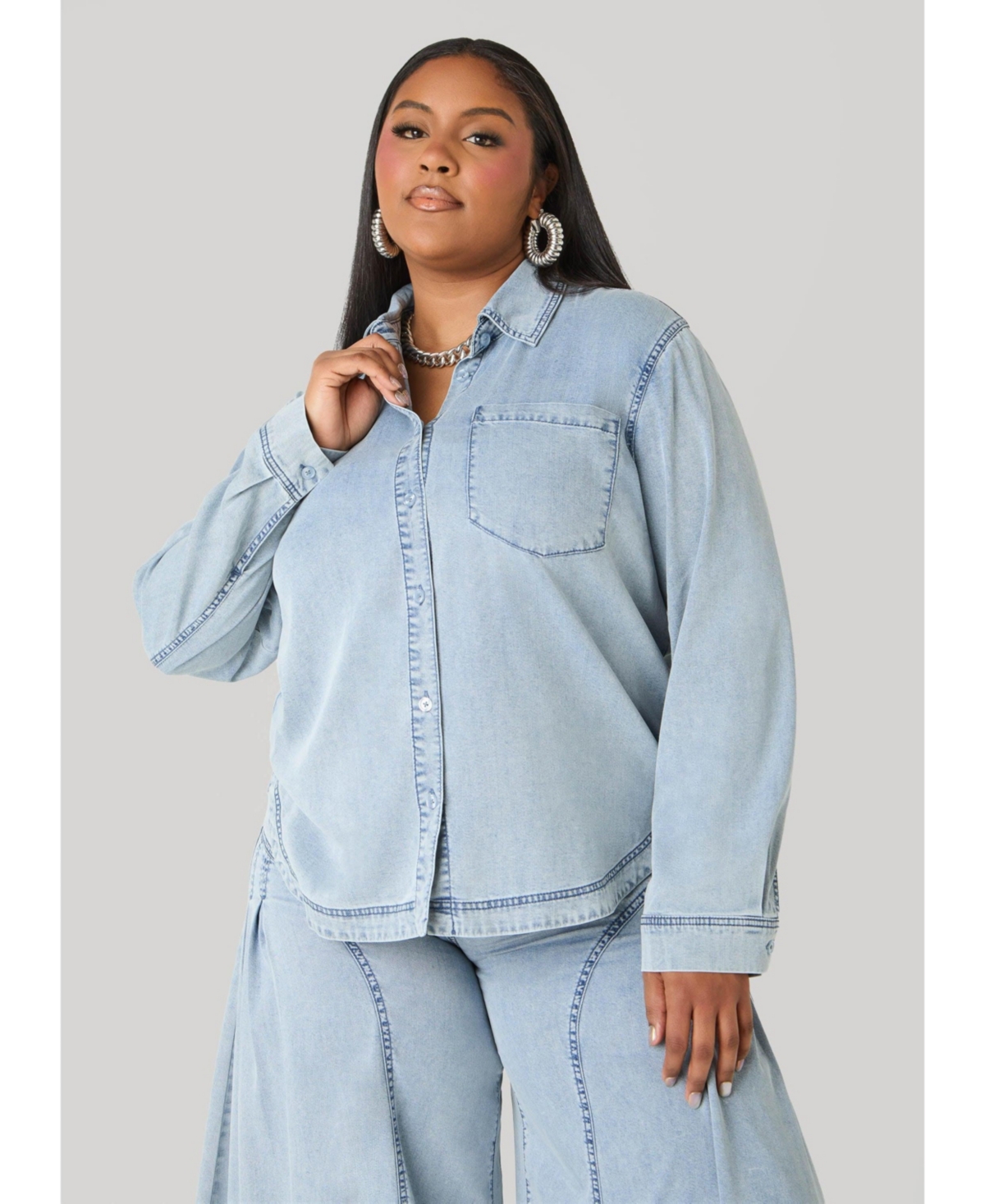Click here for Ashley Stewart Womens Chambray Shirt prices
