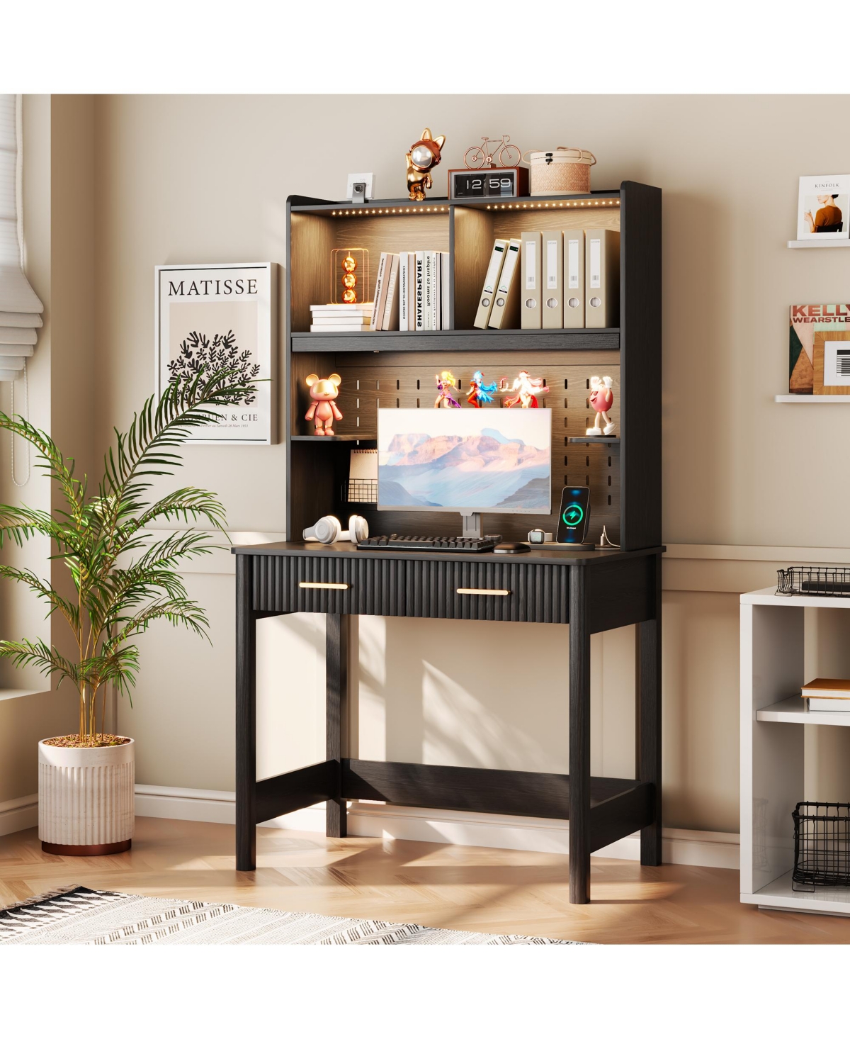 Click here for Vlsrka Computer Desk with Hutch  Adjustable 3-Colo... prices
