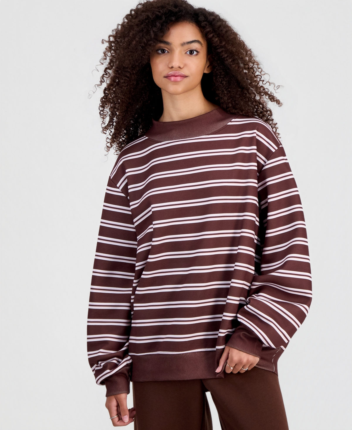 Click here for Madden Girl Juniors Striped Drop-Shoulder Sweatshi... prices